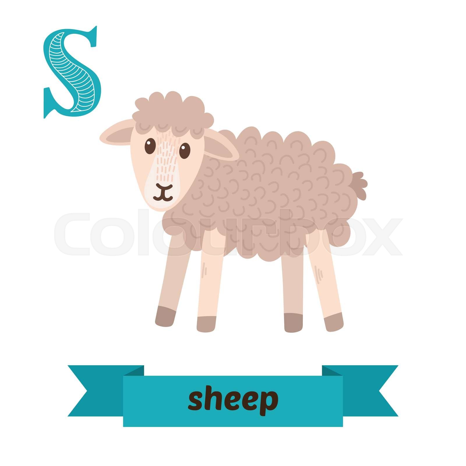 Sheep. S letter. Cute children animal alphabet in vector. Funny cartoon ...