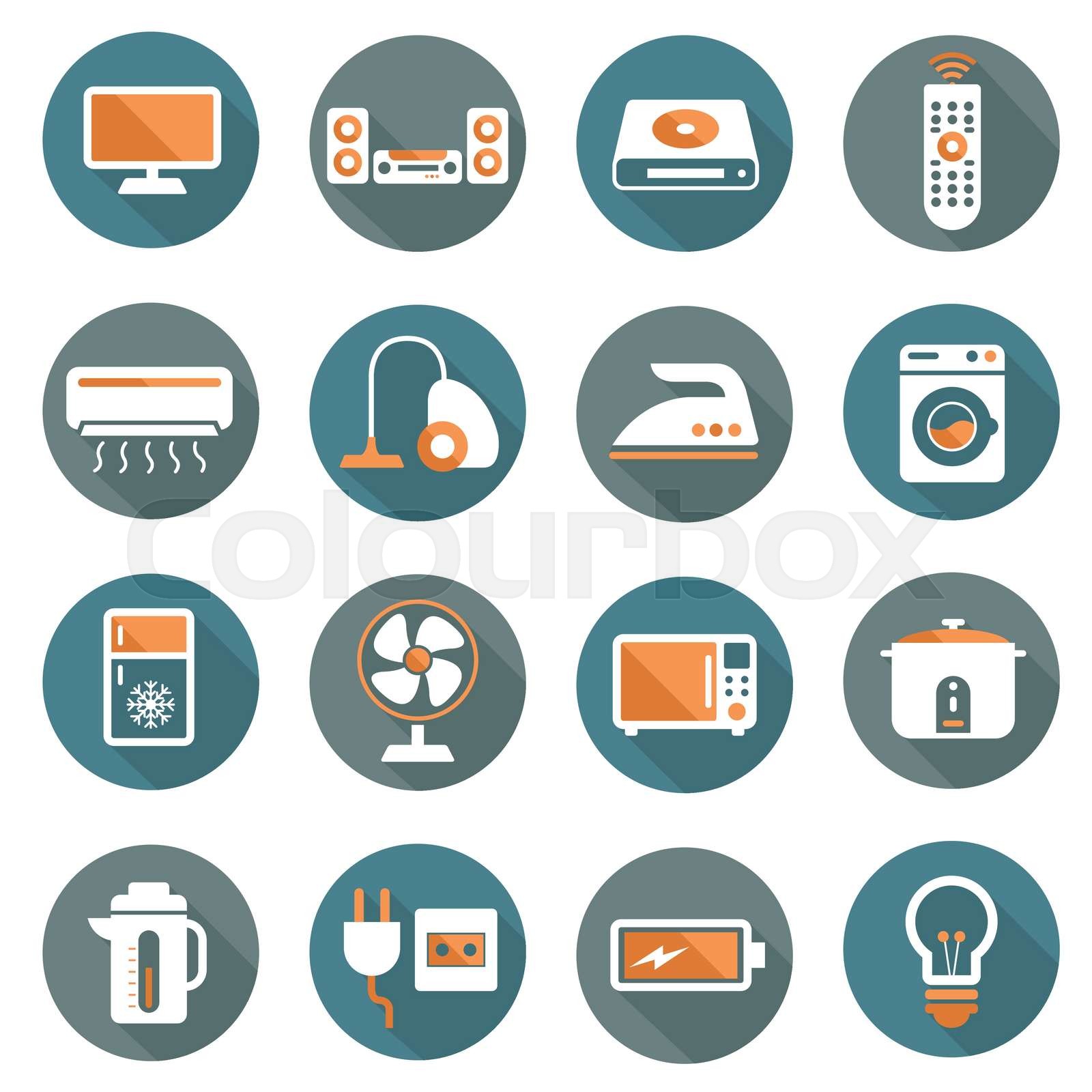 Electric Appliances Flat Icons Set | Stock vector | Colourbox