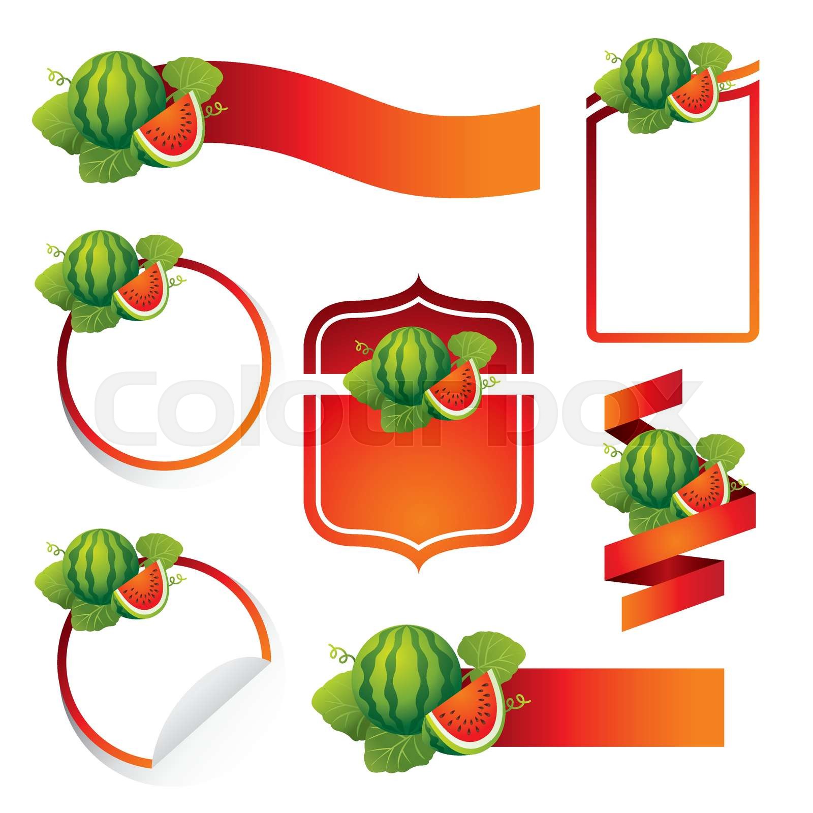 Label Set : Watermelon | Stock vector | Colourbox