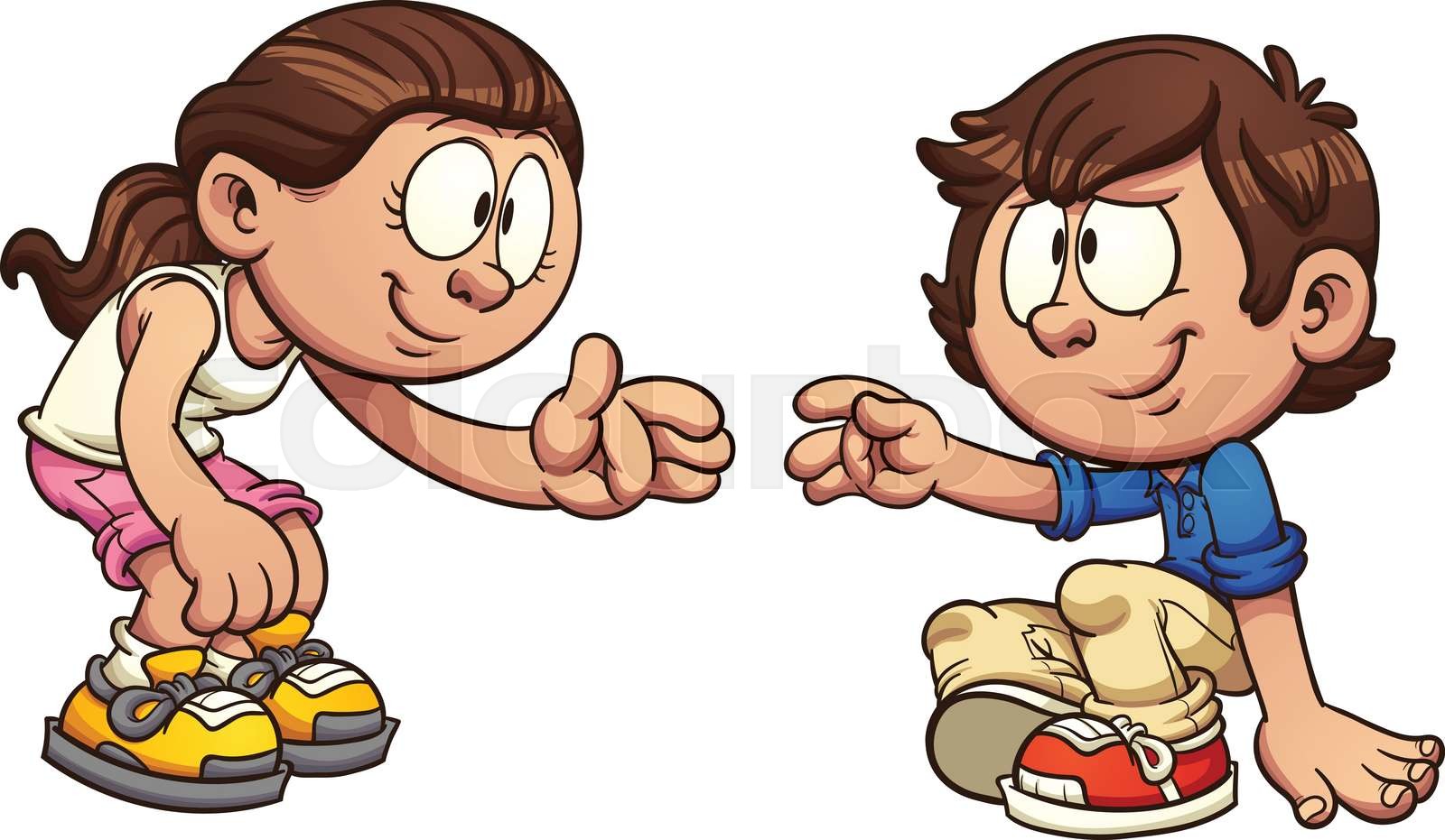 Girl helping boy | Stock vector | Colourbox