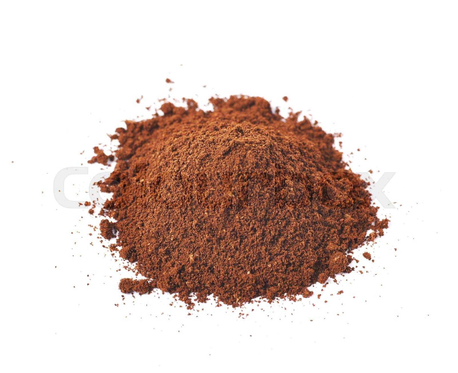 Pile of the ground coffee flakes isolated | Stock image | Colourbox