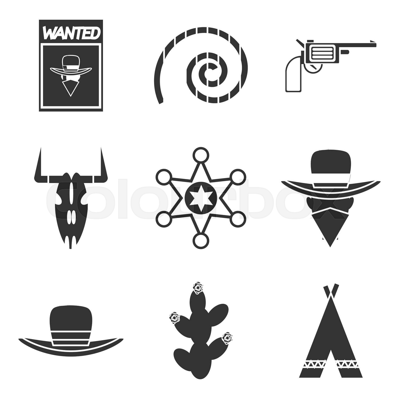 wild west icons set | Stock vector | Colourbox