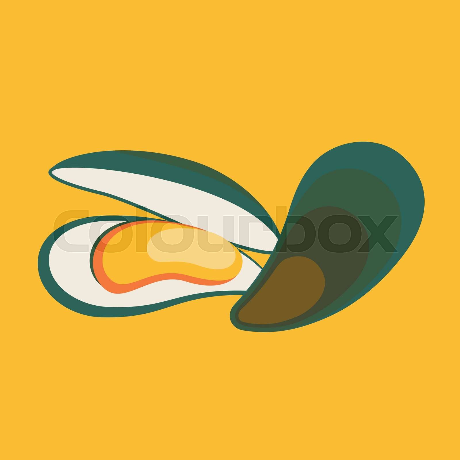 Mussel icon, flat design | Stock vector | Colourbox