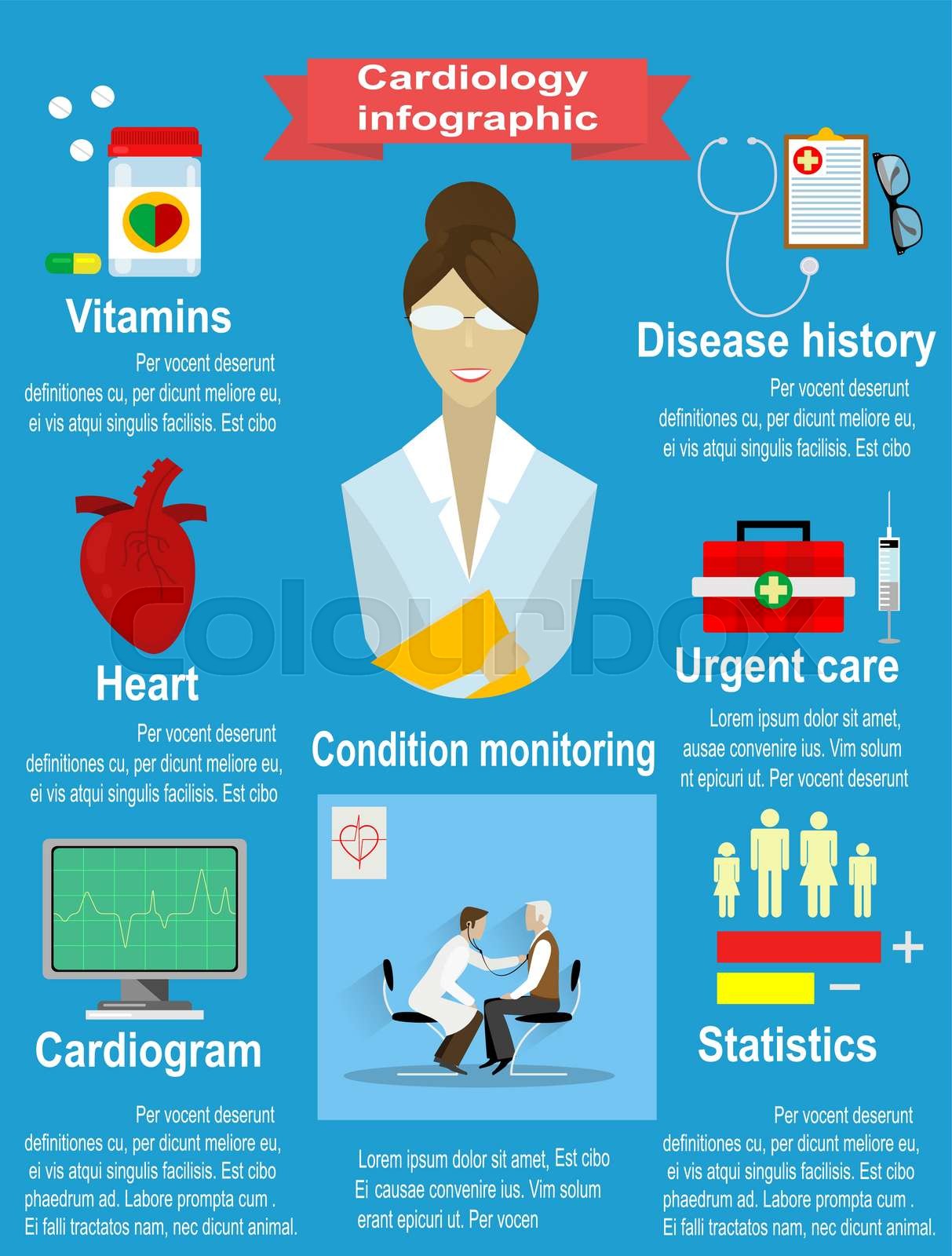 Cardiology infographic with cardiologist | Stock vector | Colourbox