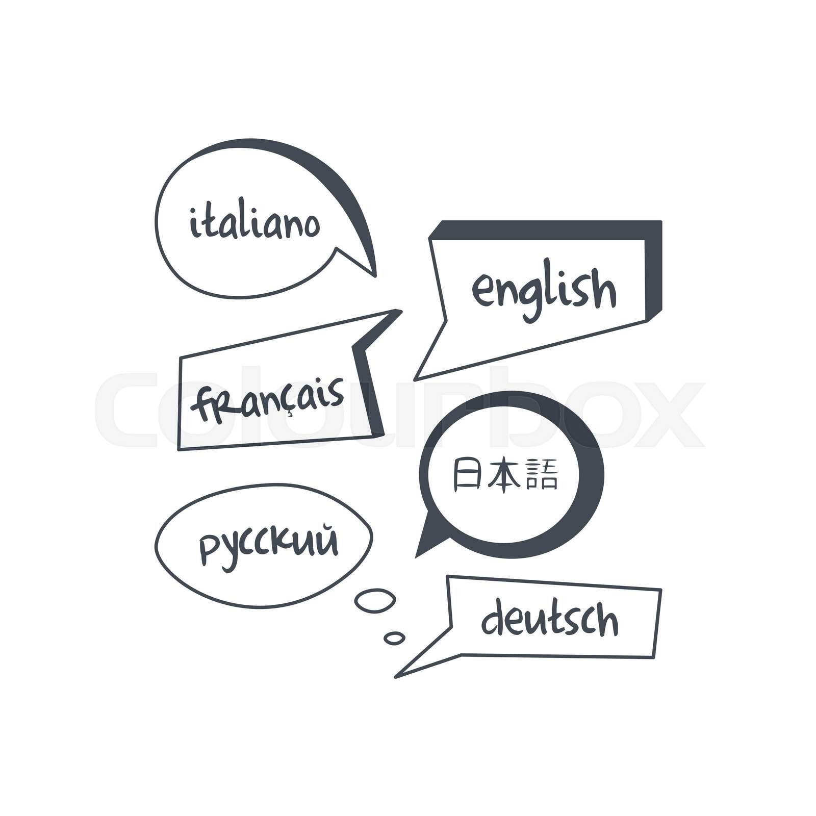 Speech Bubbles With Different Languages Texts | Stock vector | Colourbox