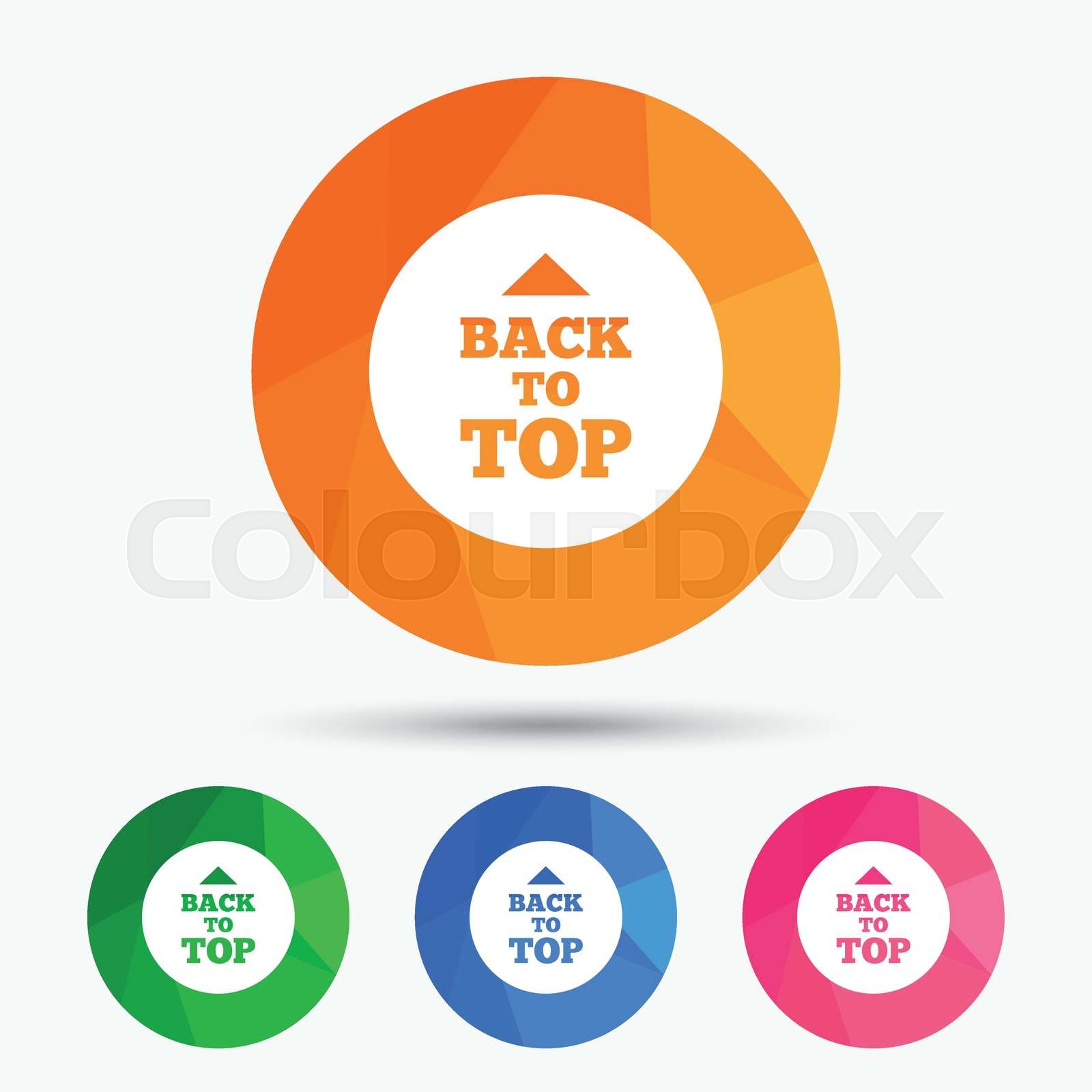 Back to top arrow sign icon. Scroll up symbol. | Stock vector | Colourbox