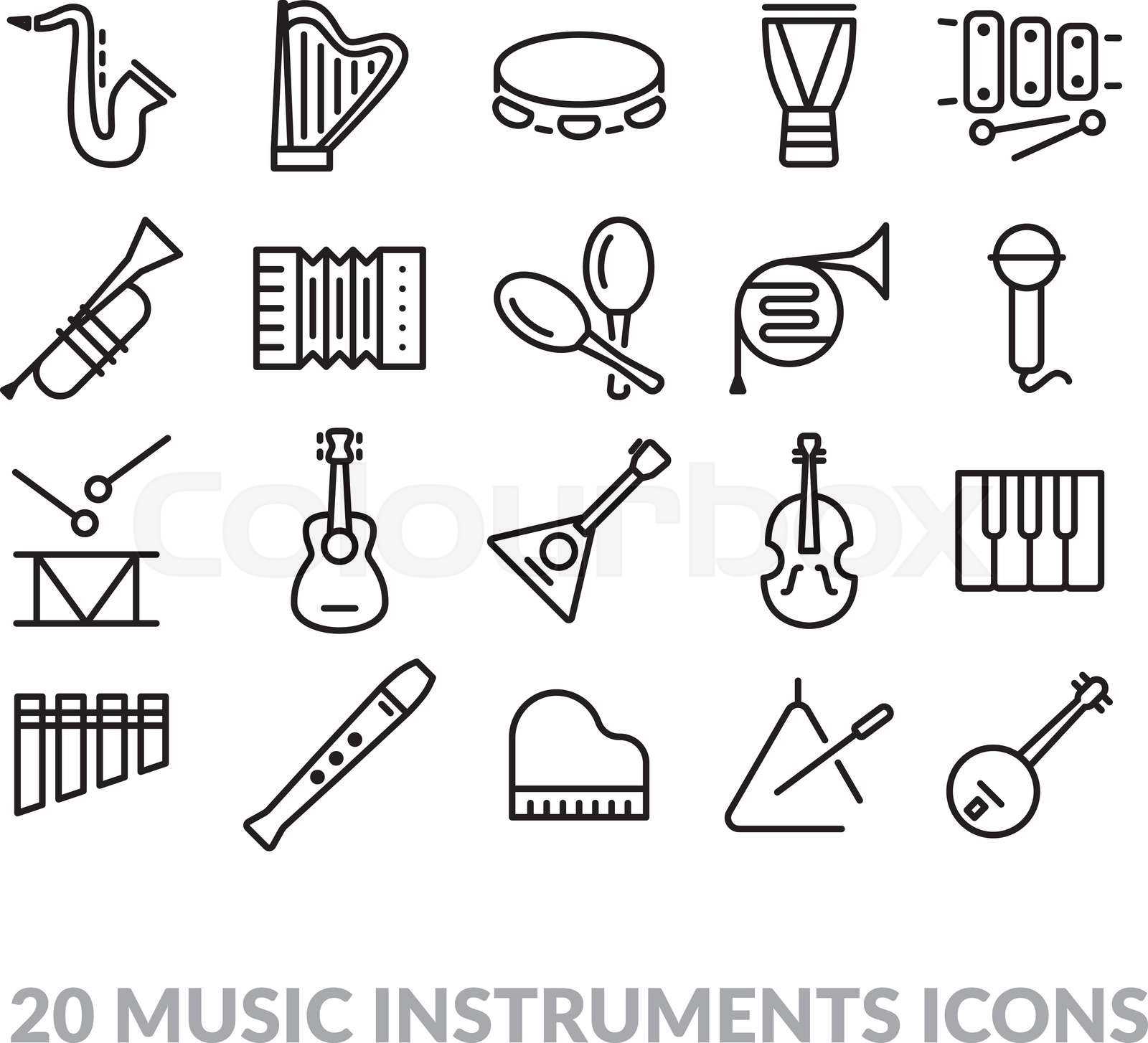 collection of music instruments icons | Stock vector | Colourbox