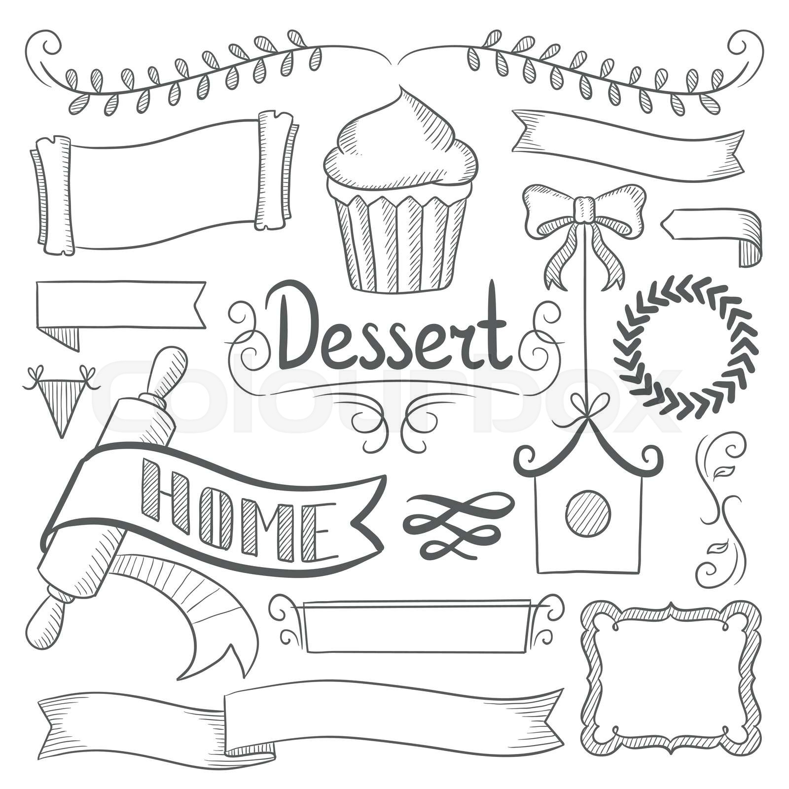 Set of ribbons, frames for bakery menu. | Stock vector | Colourbox