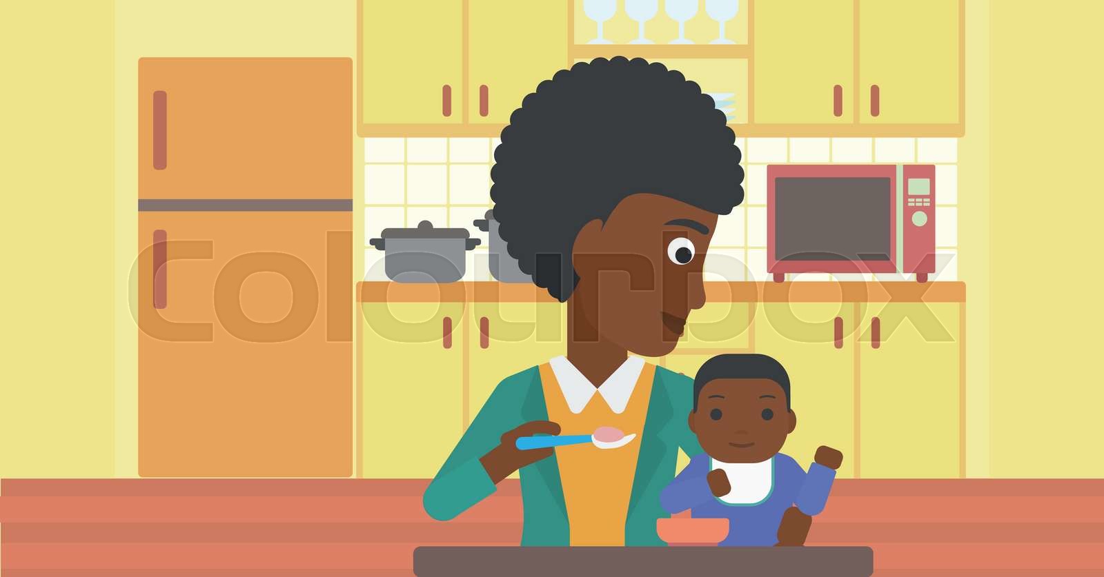 Mother feeding baby. | Stock vector | Colourbox