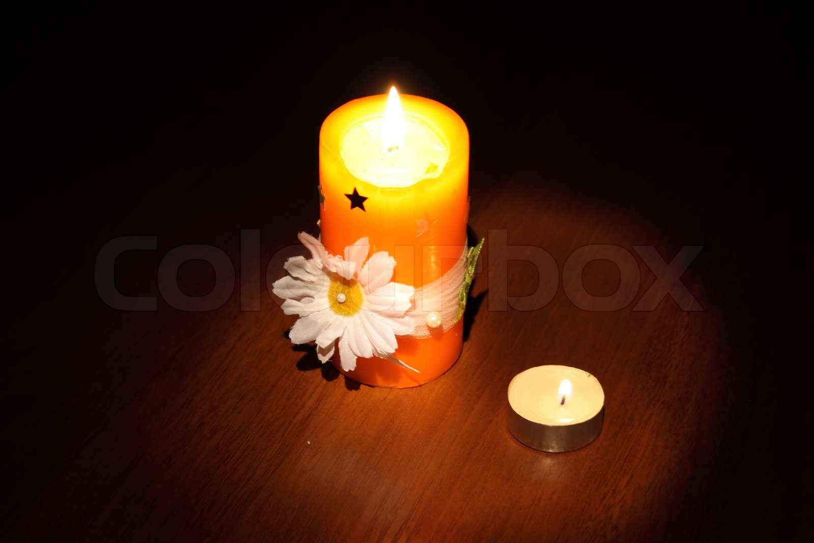 On a photo of a candles. A night photo | Stock image | Colourbox
