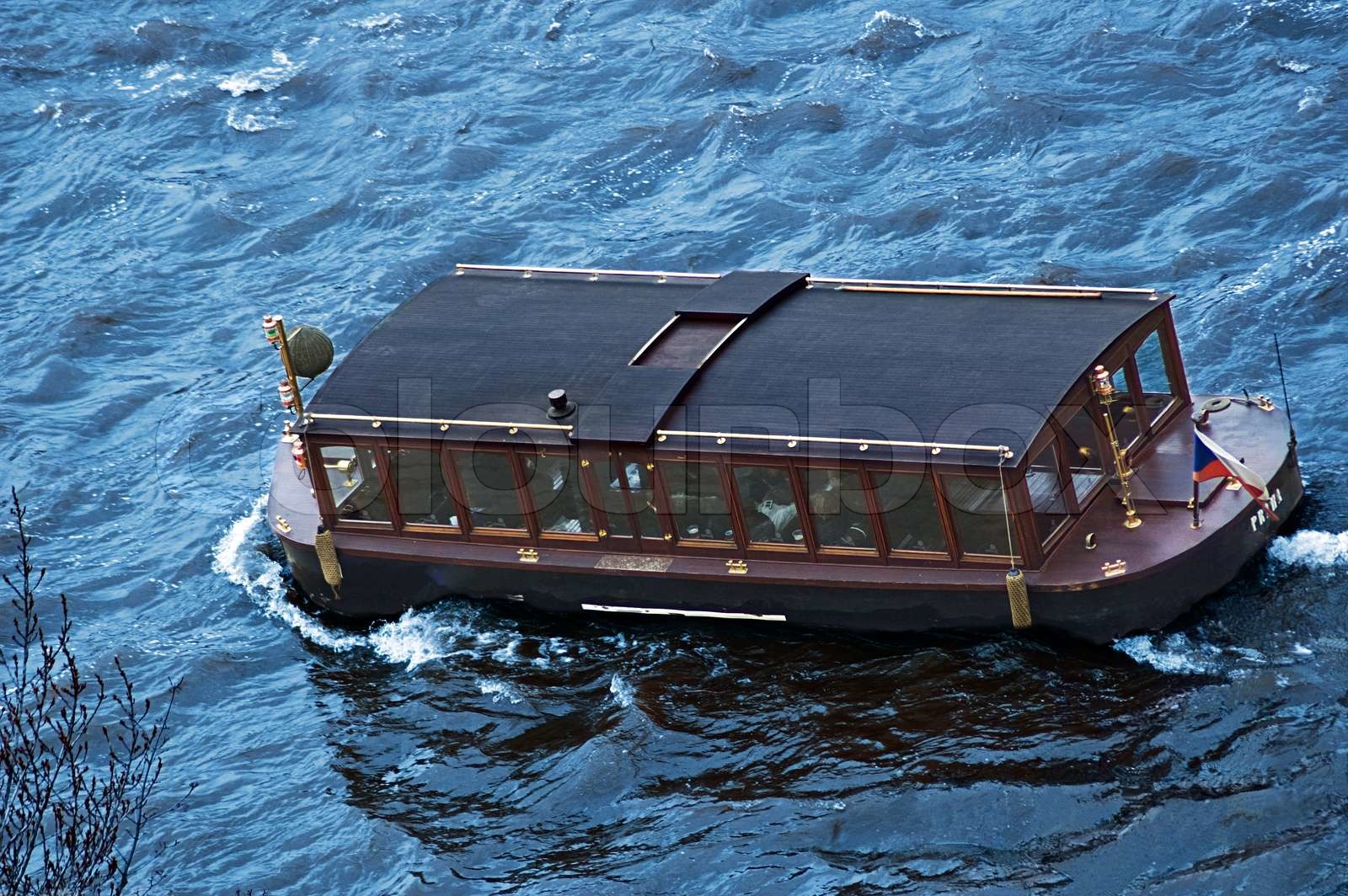 Touristic ship on the river Vltava in Prague,Czech Republic | Stock ...