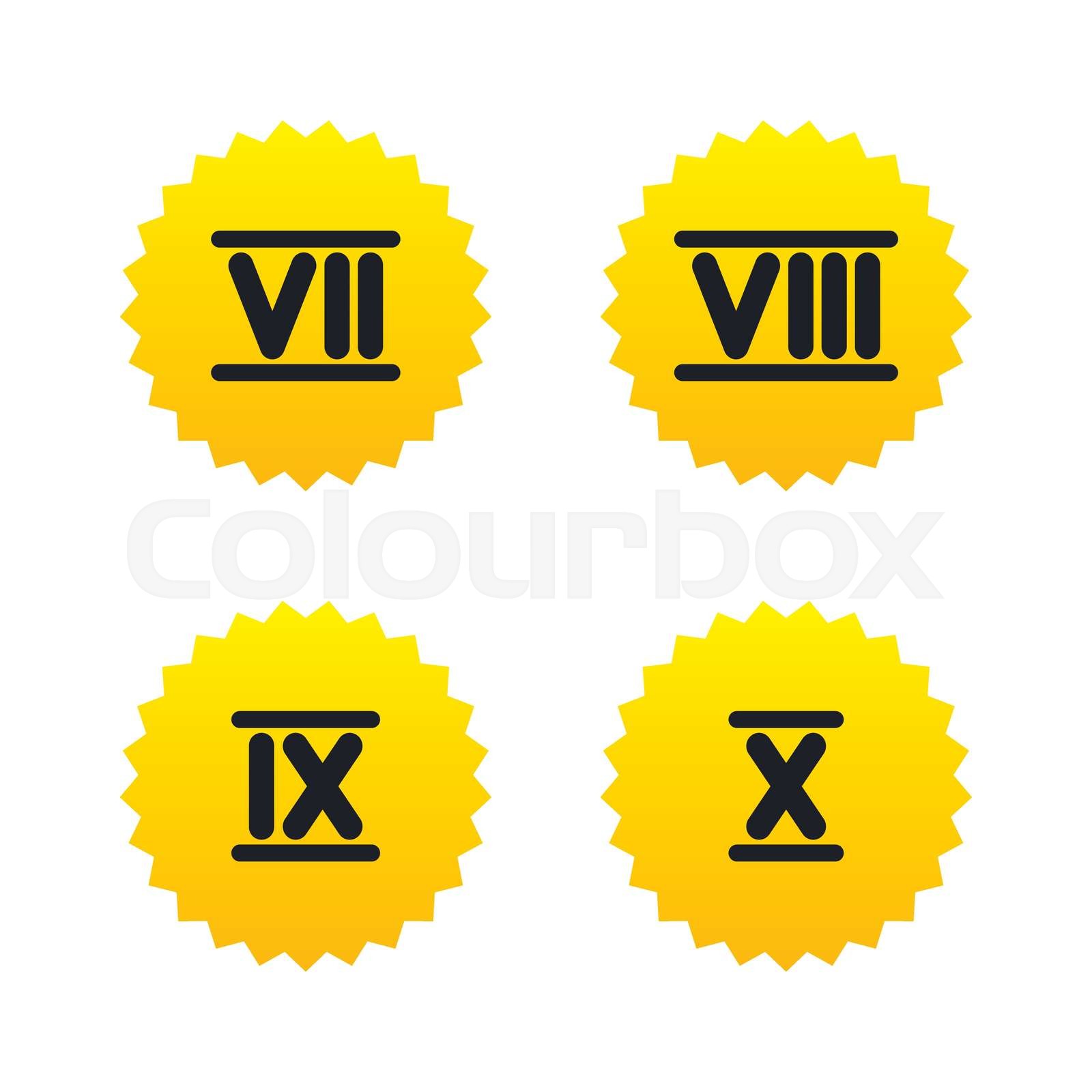 Roman numeral icons. Number seven, nine, ten. | Stock vector | Colourbox