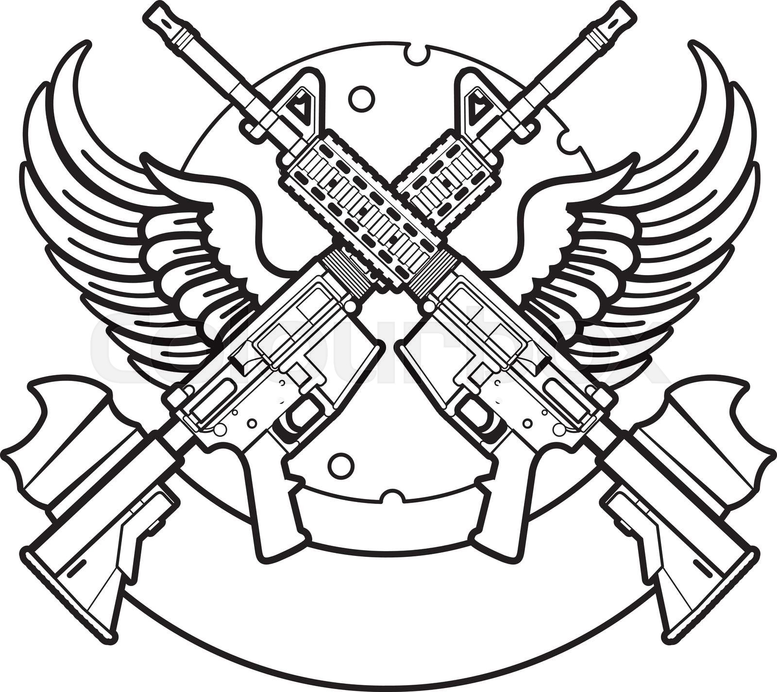 Crossed M16 Clip Art