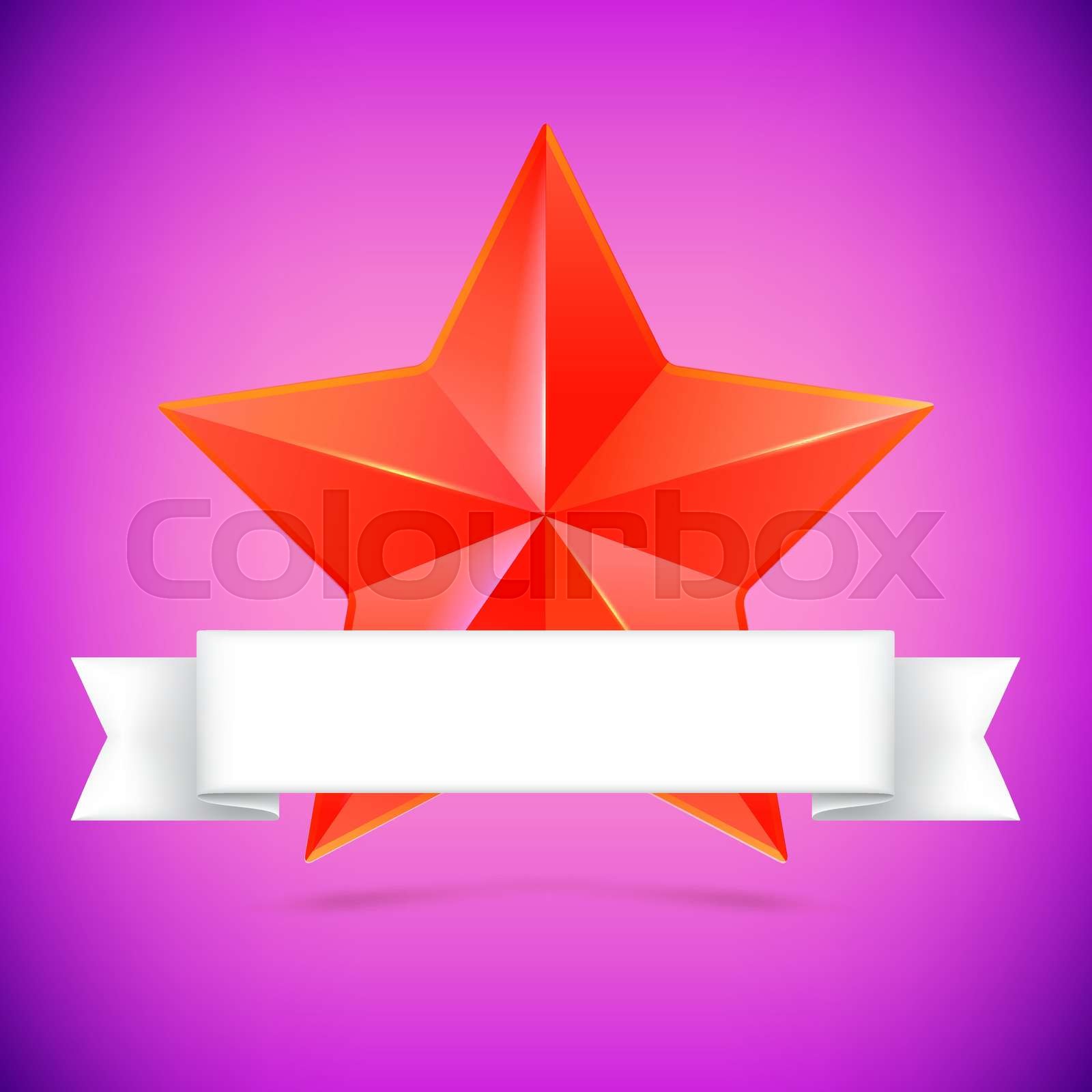 Red star with ribbon. | Stock vector | Colourbox
