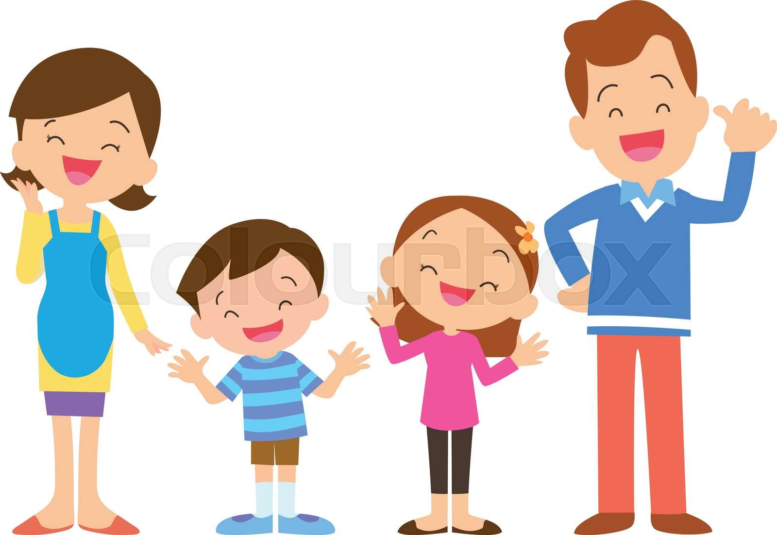 four member family posing | Stock vector | Colourbox