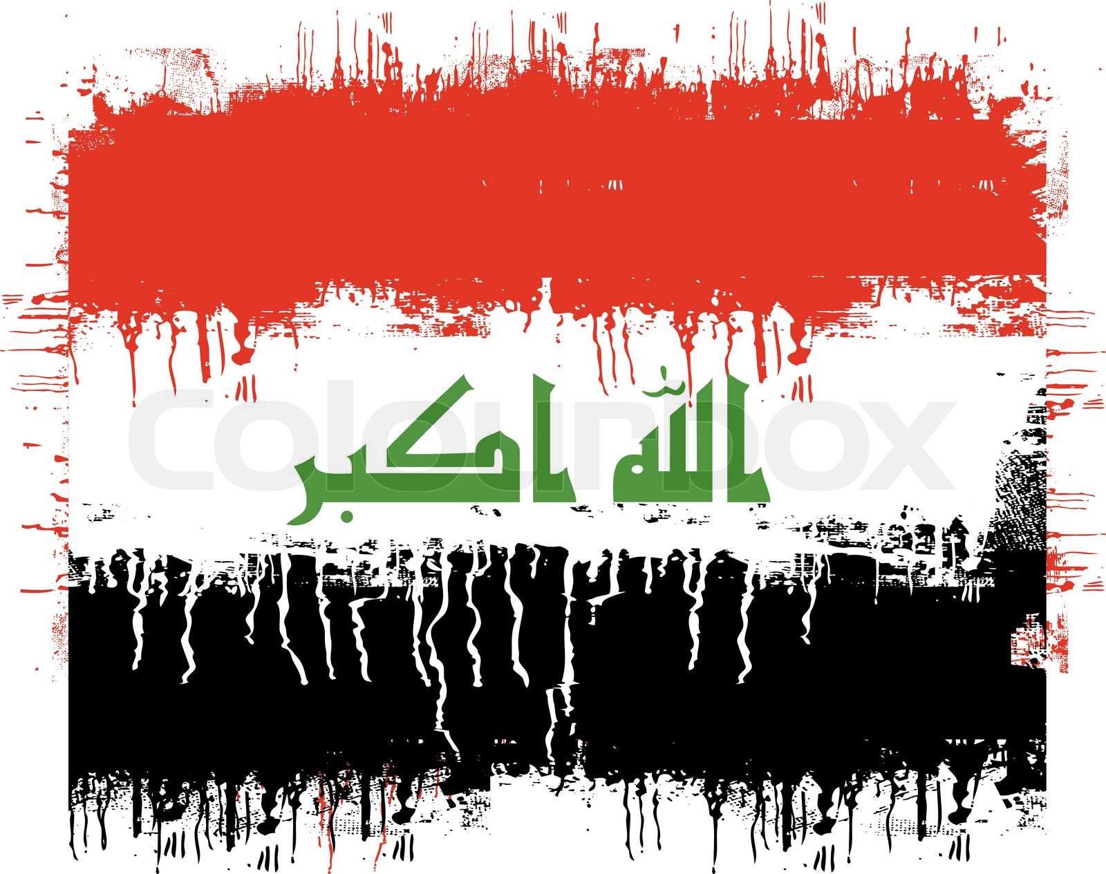 grunge illustration af flag i Irak på hvidt | Stock vektor | Colourbox