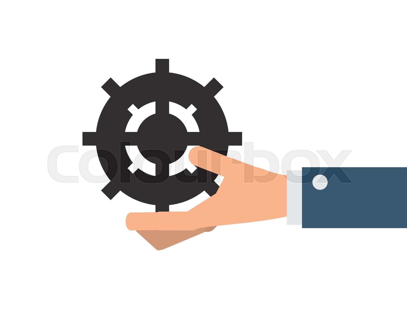 hand holding gear icon | Stock vector | Colourbox