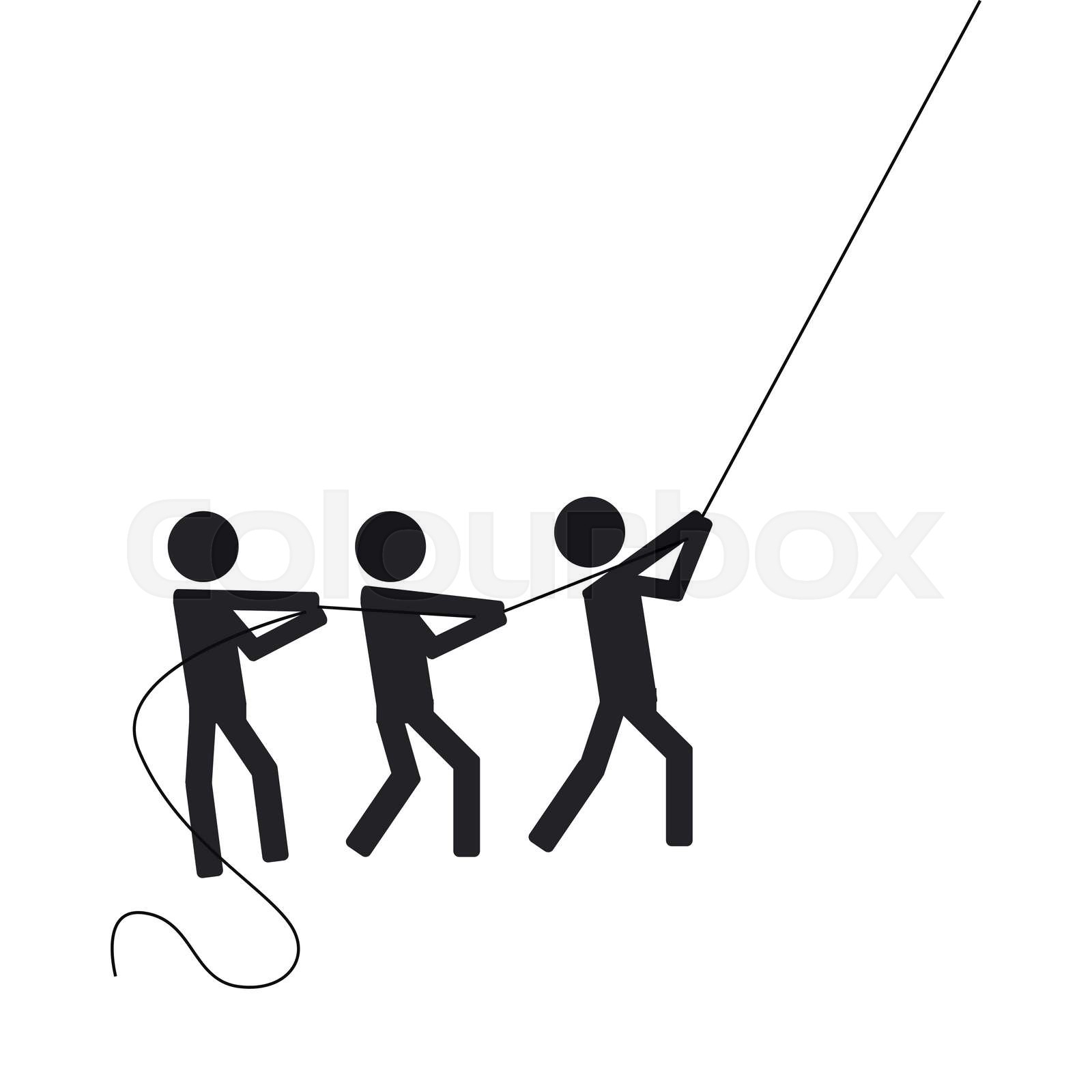 people pictogram pulling cord icon | Stock vector | Colourbox