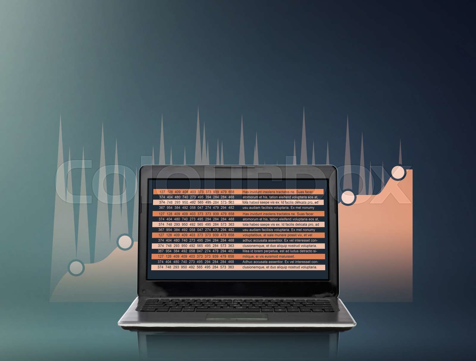 laptop computer with charts on screen | Stock image | Colourbox