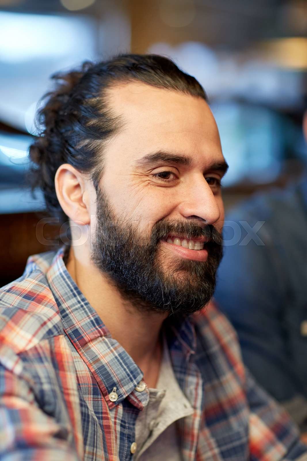 happy smiling middle eastern man face with beard | Stock image | Colourbox