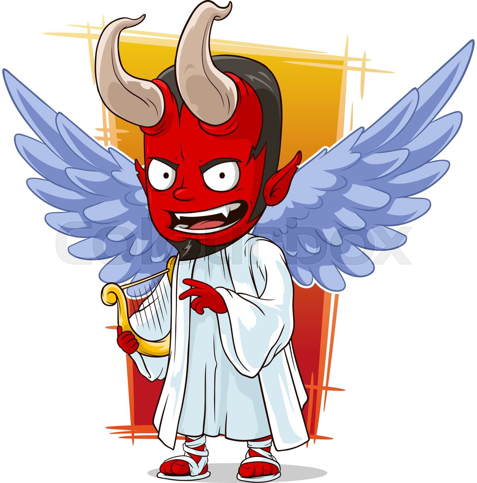 Cartoon red evil angel of hell | Stock vector | Colourbox