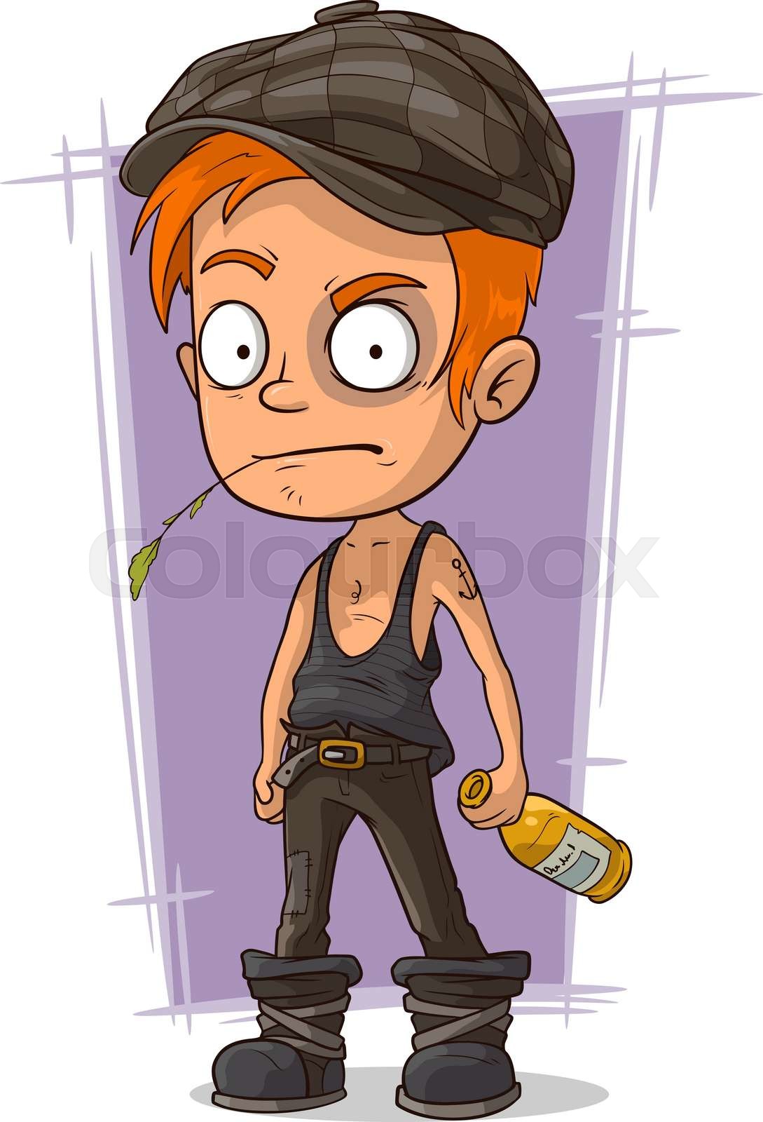 Cartoon redhead hooligan with bruise | Stock vector | Colourbox