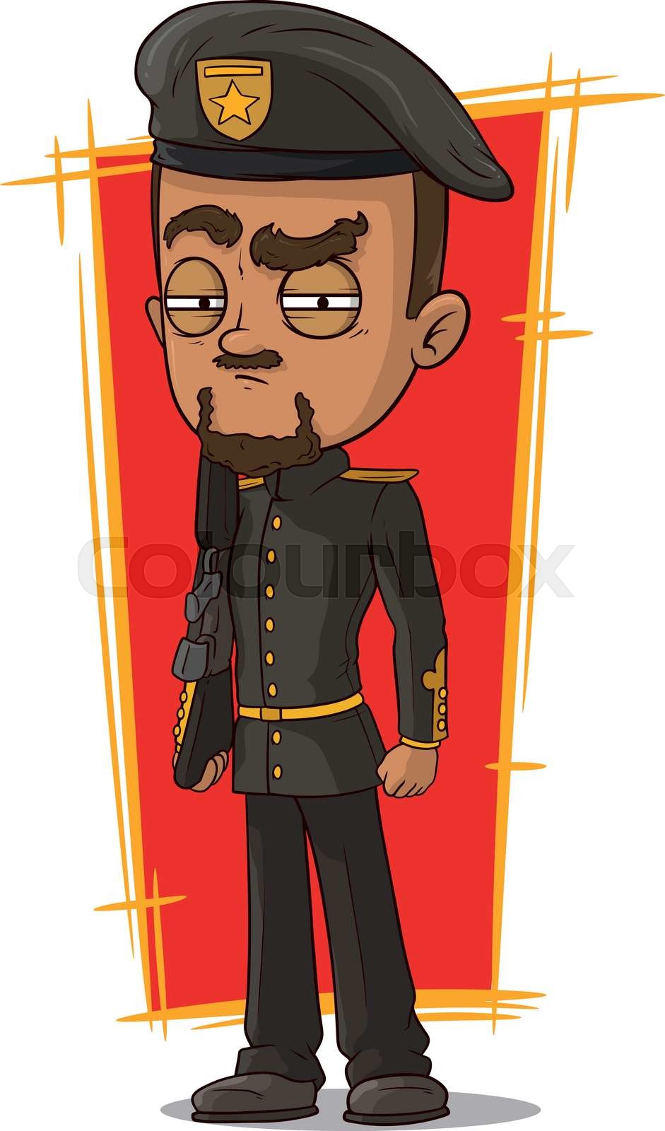 Cartoon serious soldier with rifle | Stock vector | Colourbox