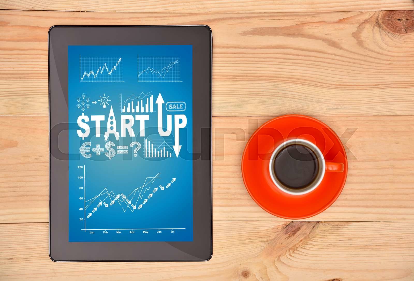 tablet with start up scheme | Stock image | Colourbox