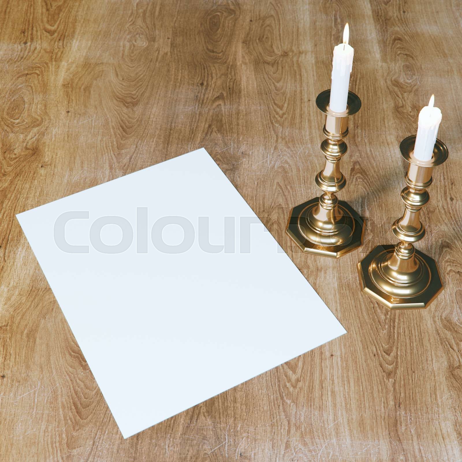 Blank card and candlesticks | Stock image | Colourbox