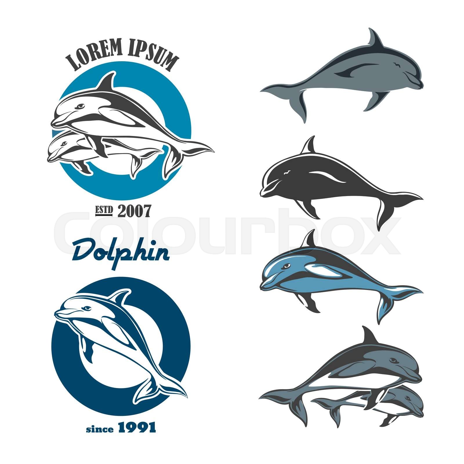 delfin, symbol, bølge | Stock vektor | Colourbox