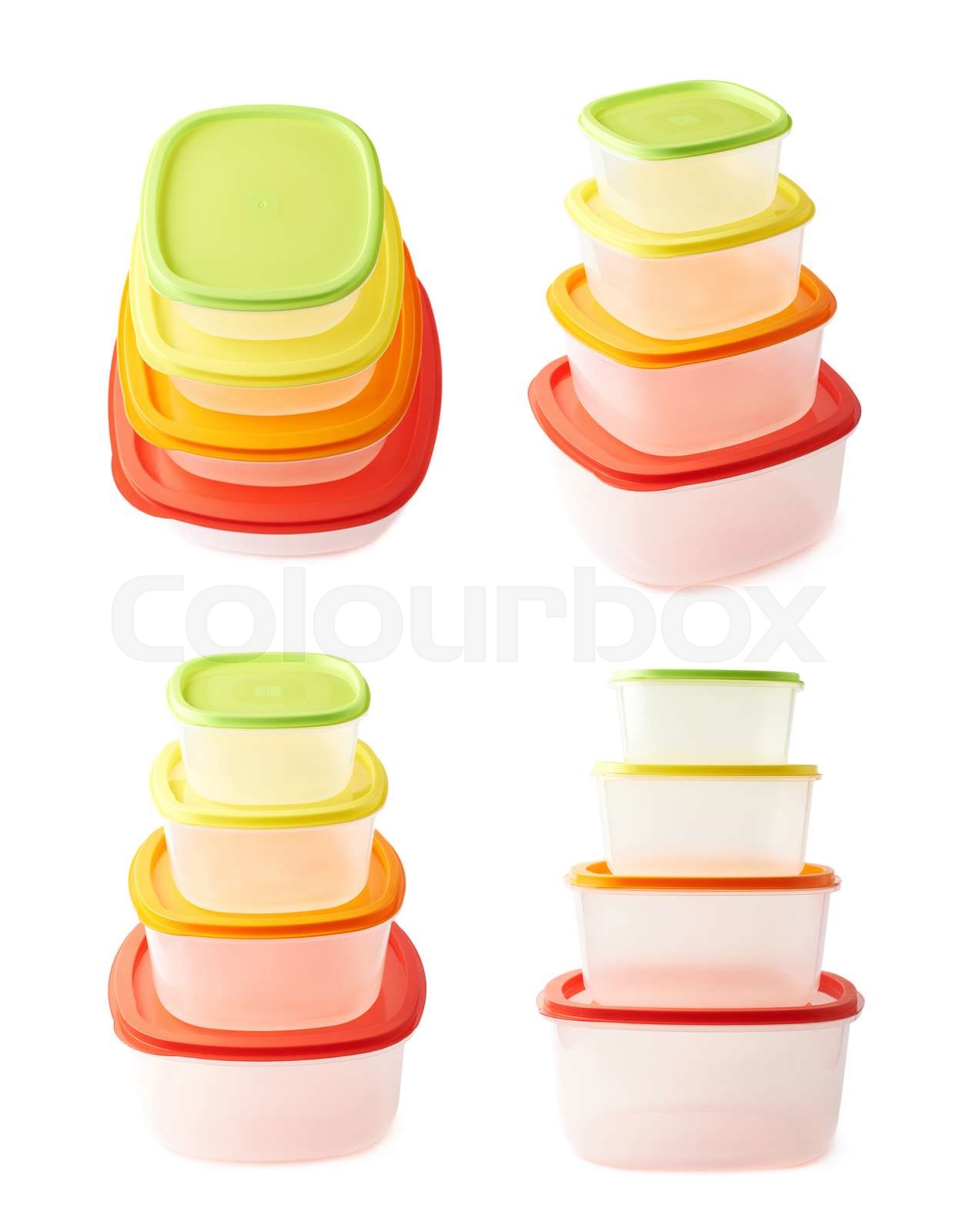 Pyramid of food containers isolated | Stock image | Colourbox