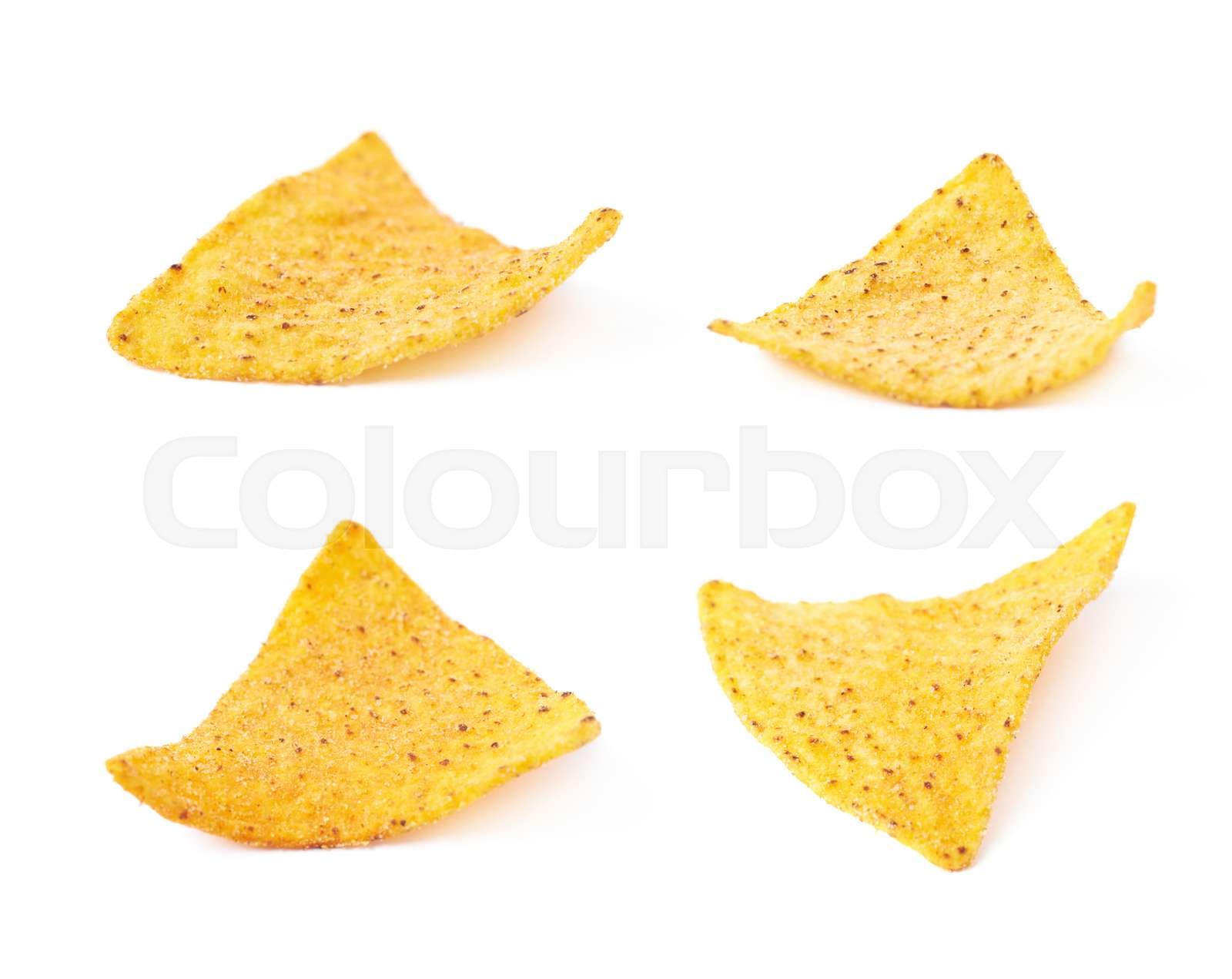 Single corn tortilla chip isolated | Stock image | Colourbox
