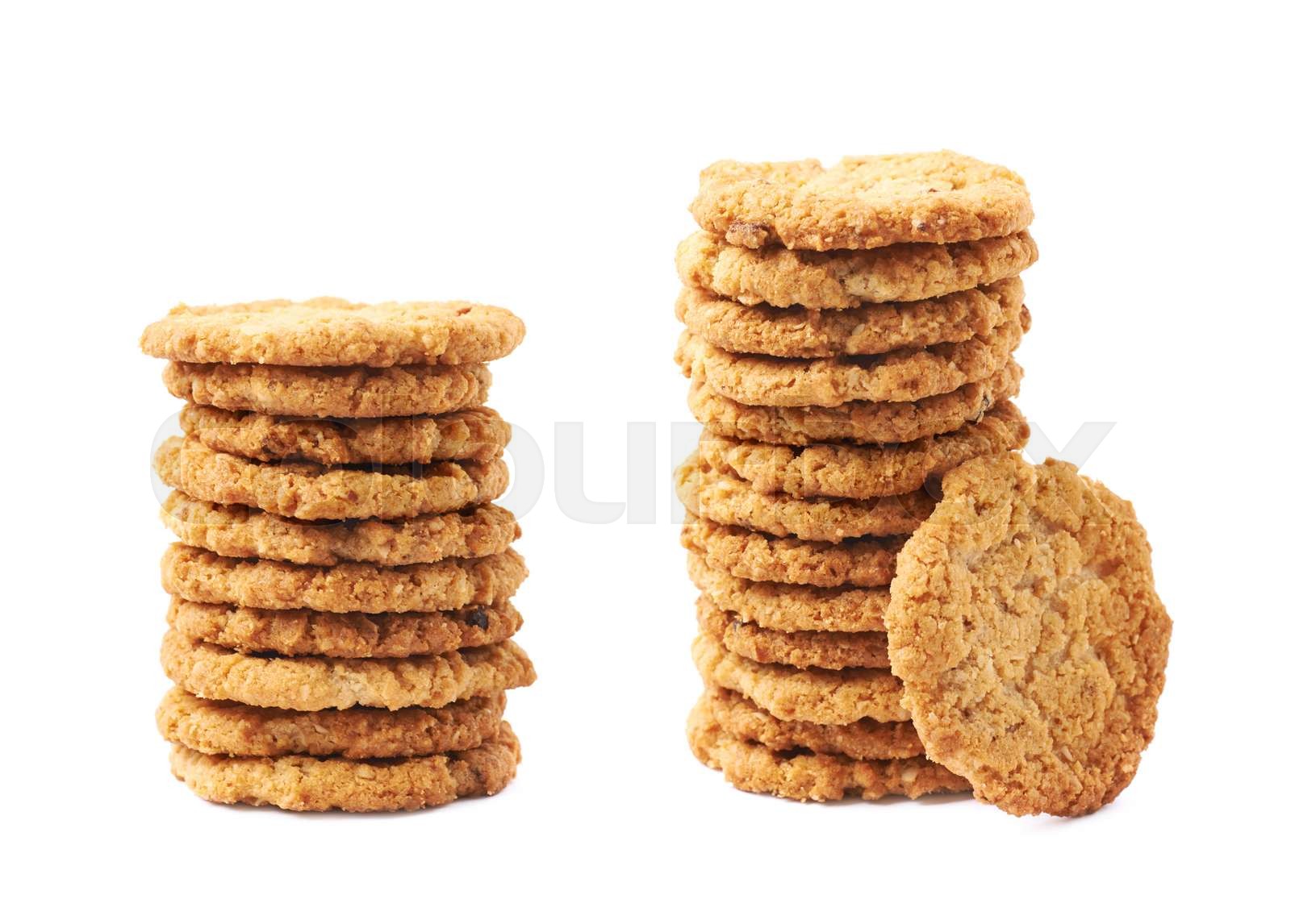 Pile stack of oatmeal cookies isolated | Stock image | Colourbox
