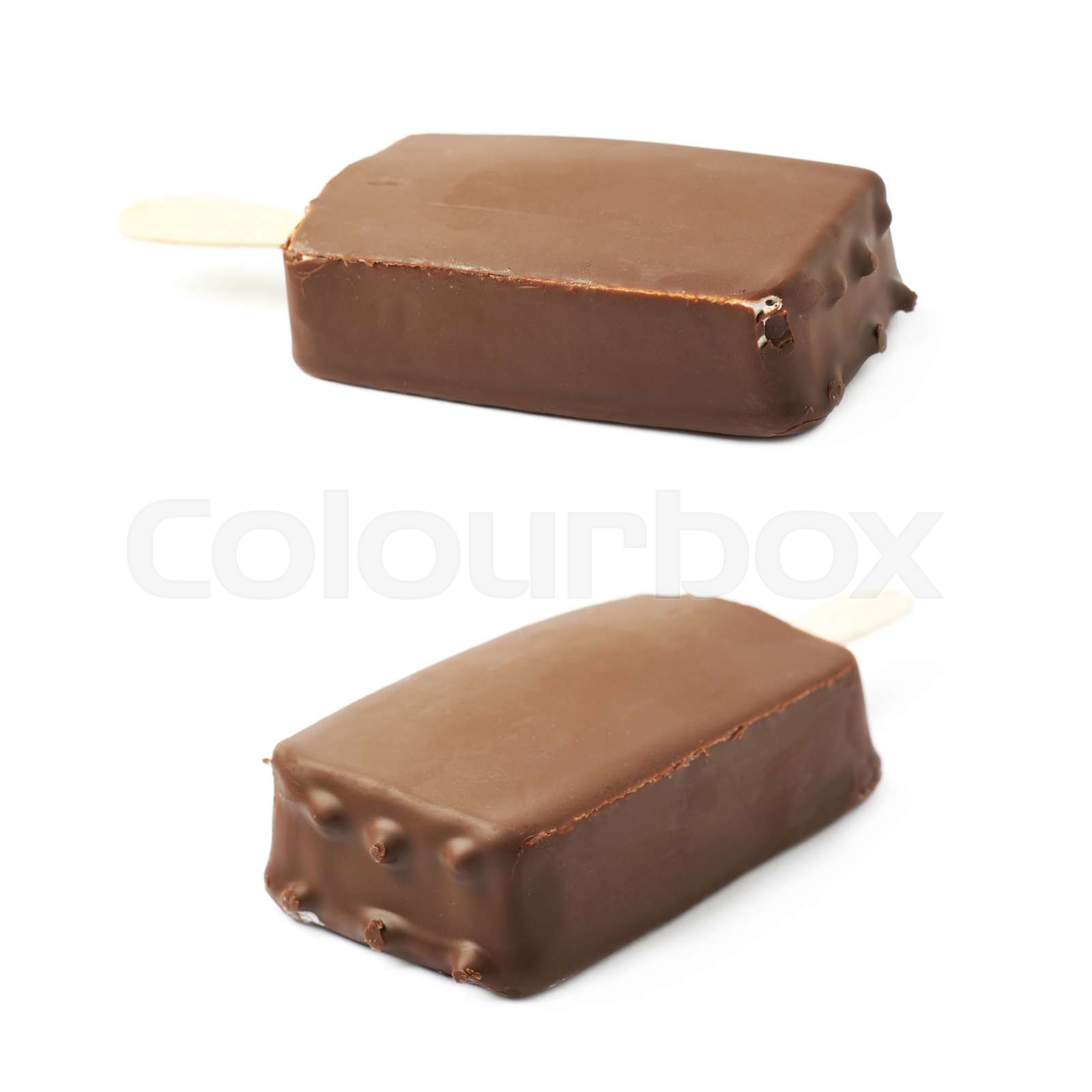 Vanilla ice cream bar on a stick | Stock image | Colourbox