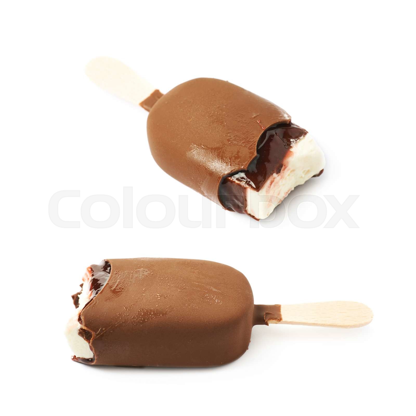 Vanilla ice cream bar on a stick | Stock image | Colourbox