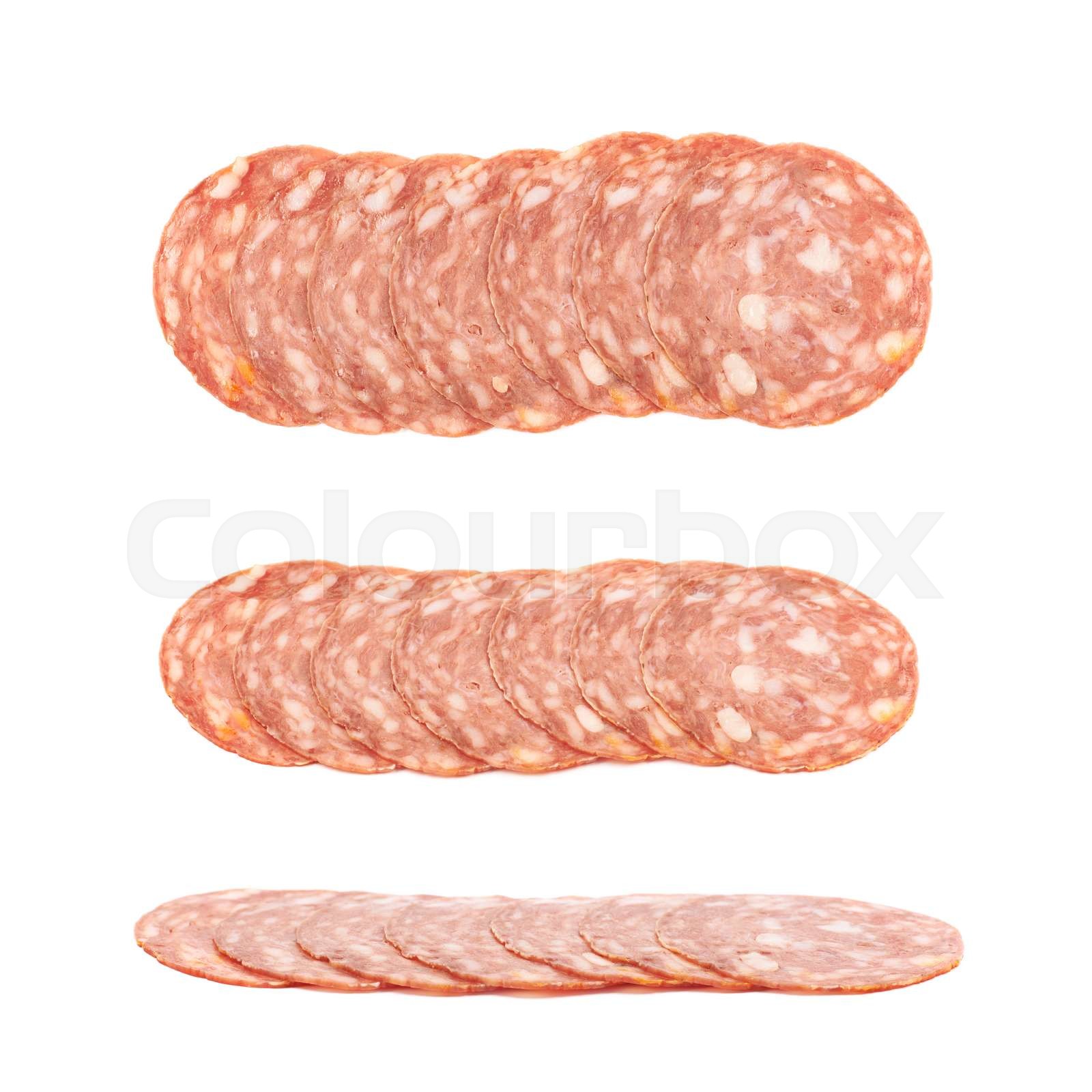 Italian sausage salame napoli isolated | Stock image | Colourbox