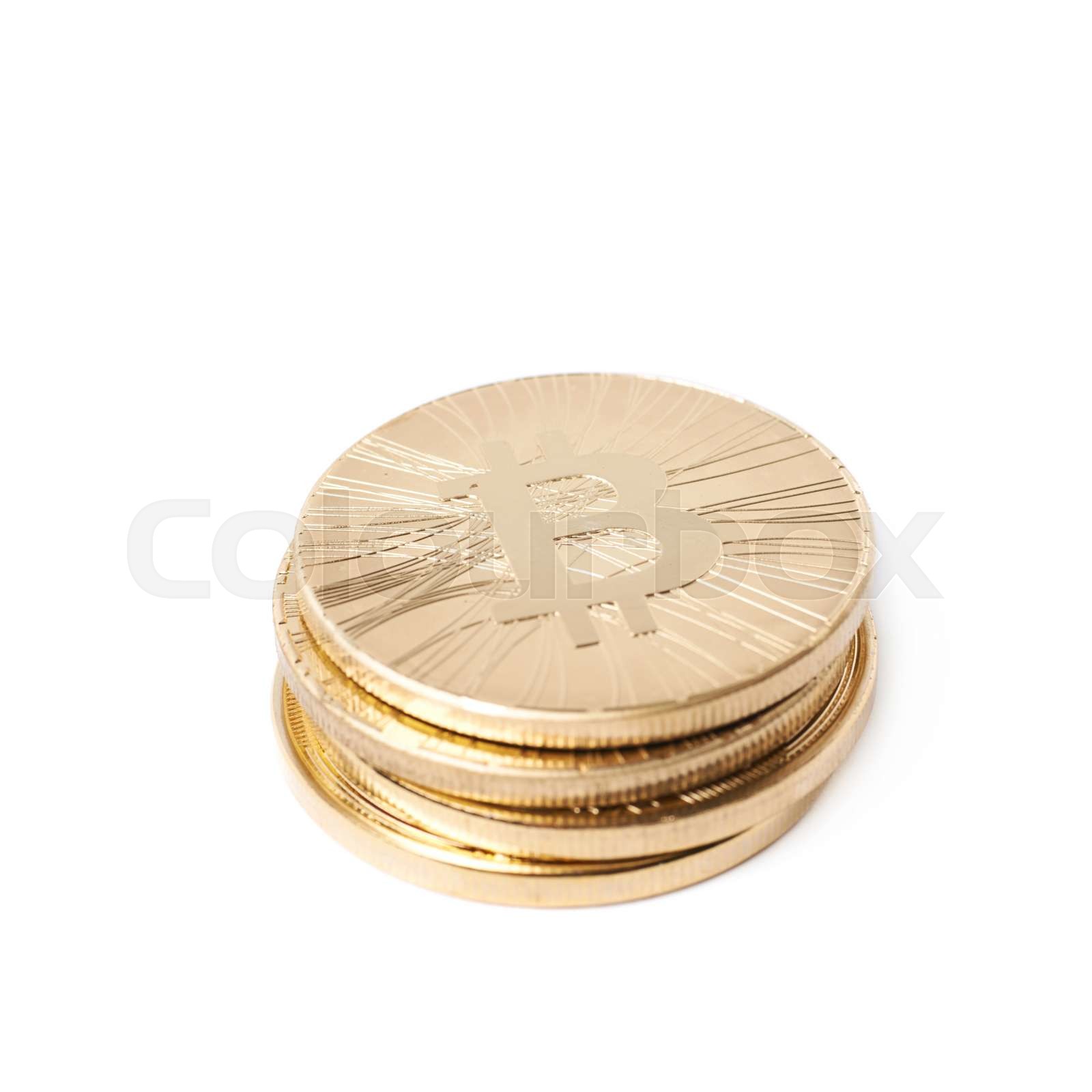 Pile of bitcoin currency tokens isolated | Stock image | Colourbox
