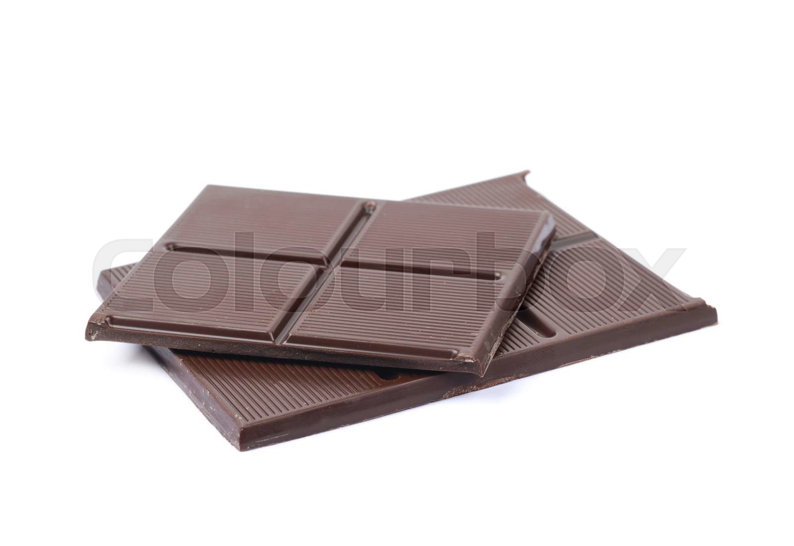 Two pieces of chocolate bars isolated | Stock image | Colourbox