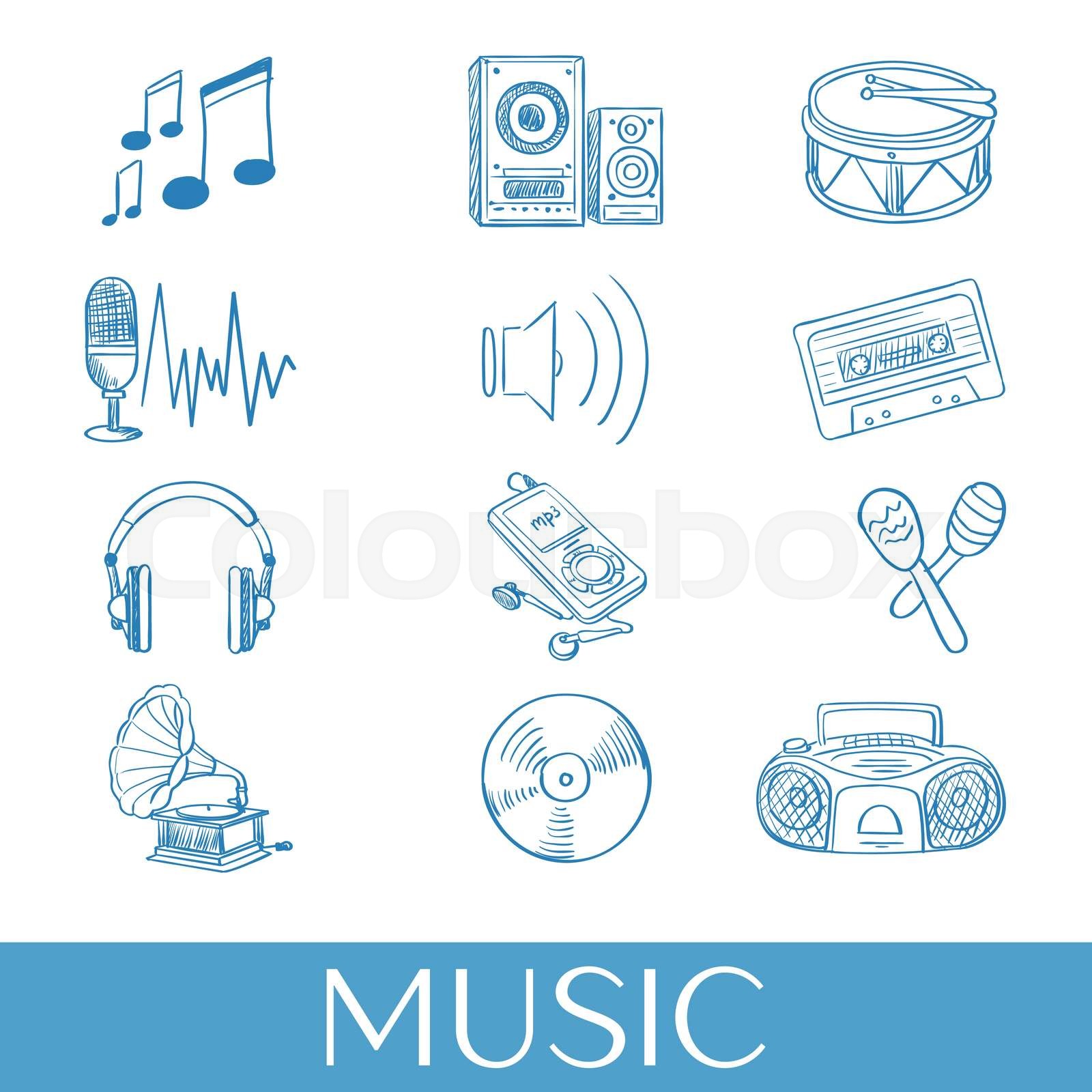 Hand drawn music icons set | Stock vector | Colourbox
