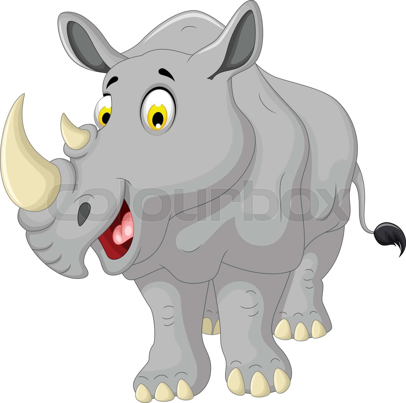 cute rhino cartoon smiling | Stock vector | Colourbox