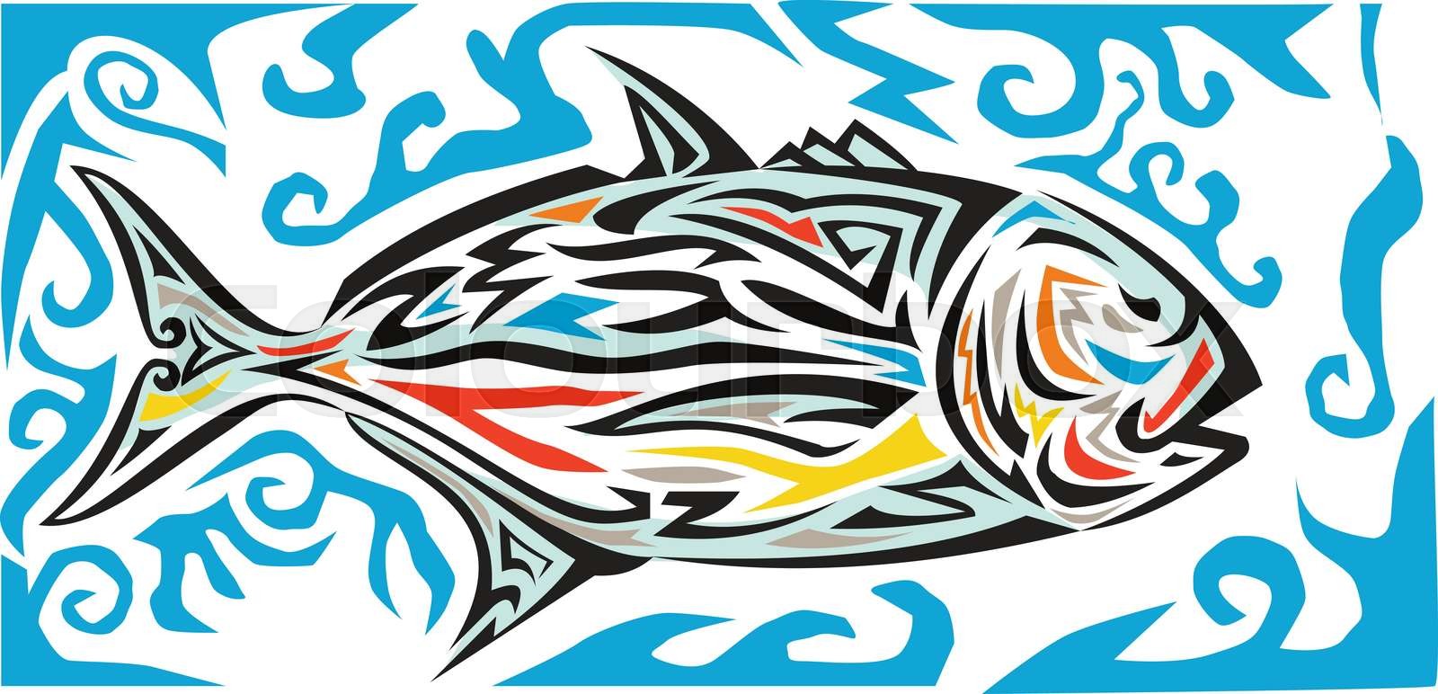 Giant Trevally Side Tribal Art | Stock vector | Colourbox