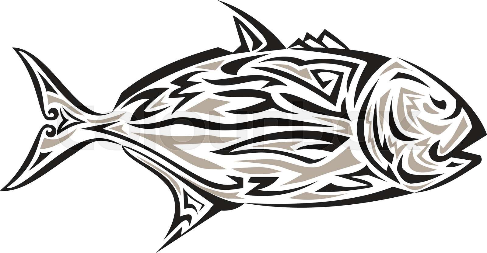 Giant Trevally Side Isolated Tribal Art | Stock vector | Colourbox