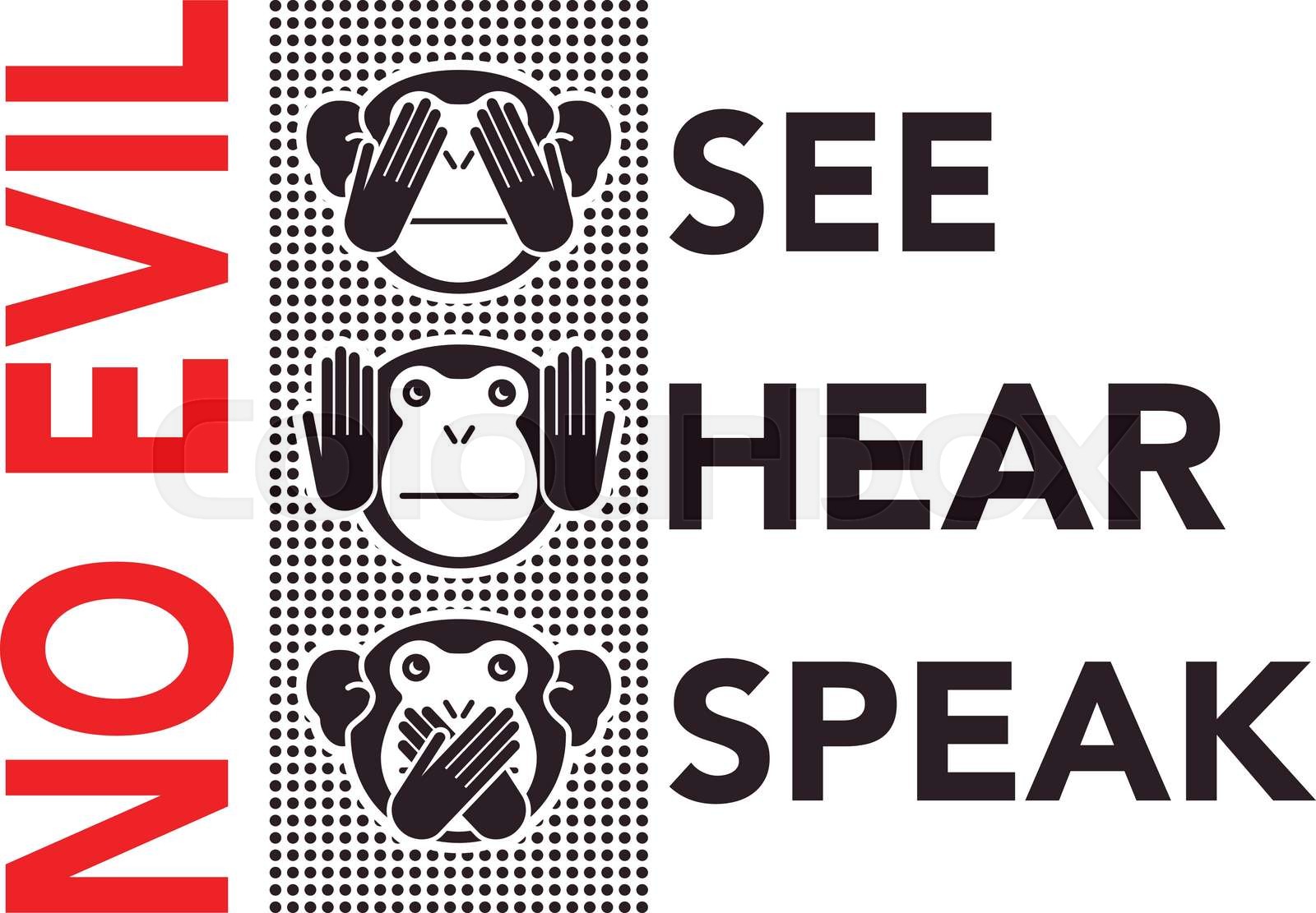 wise monkeys. Vector illustration. | Stock vector | Colourbox