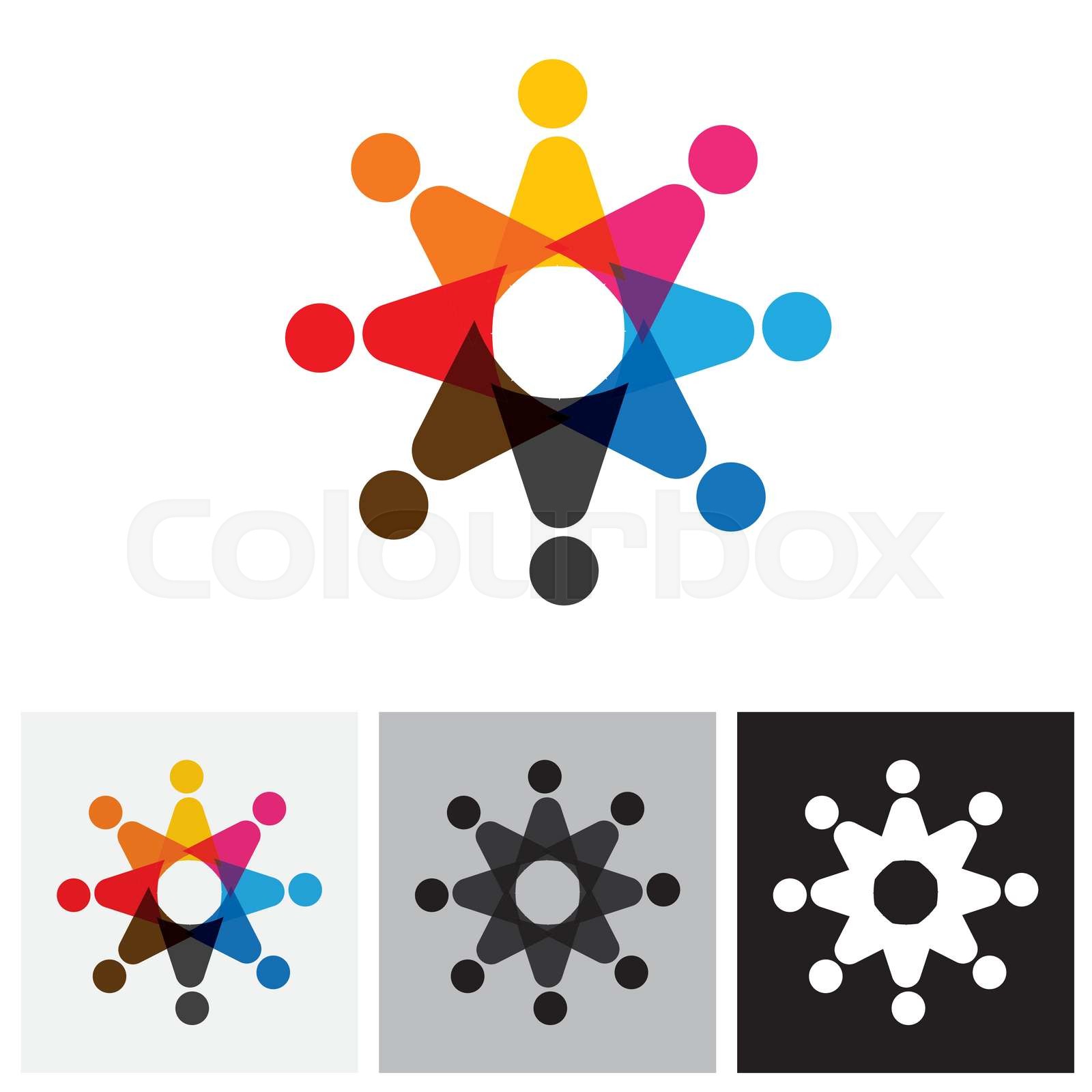 team & teamwork, excited employees, motivated people - vector icon ...