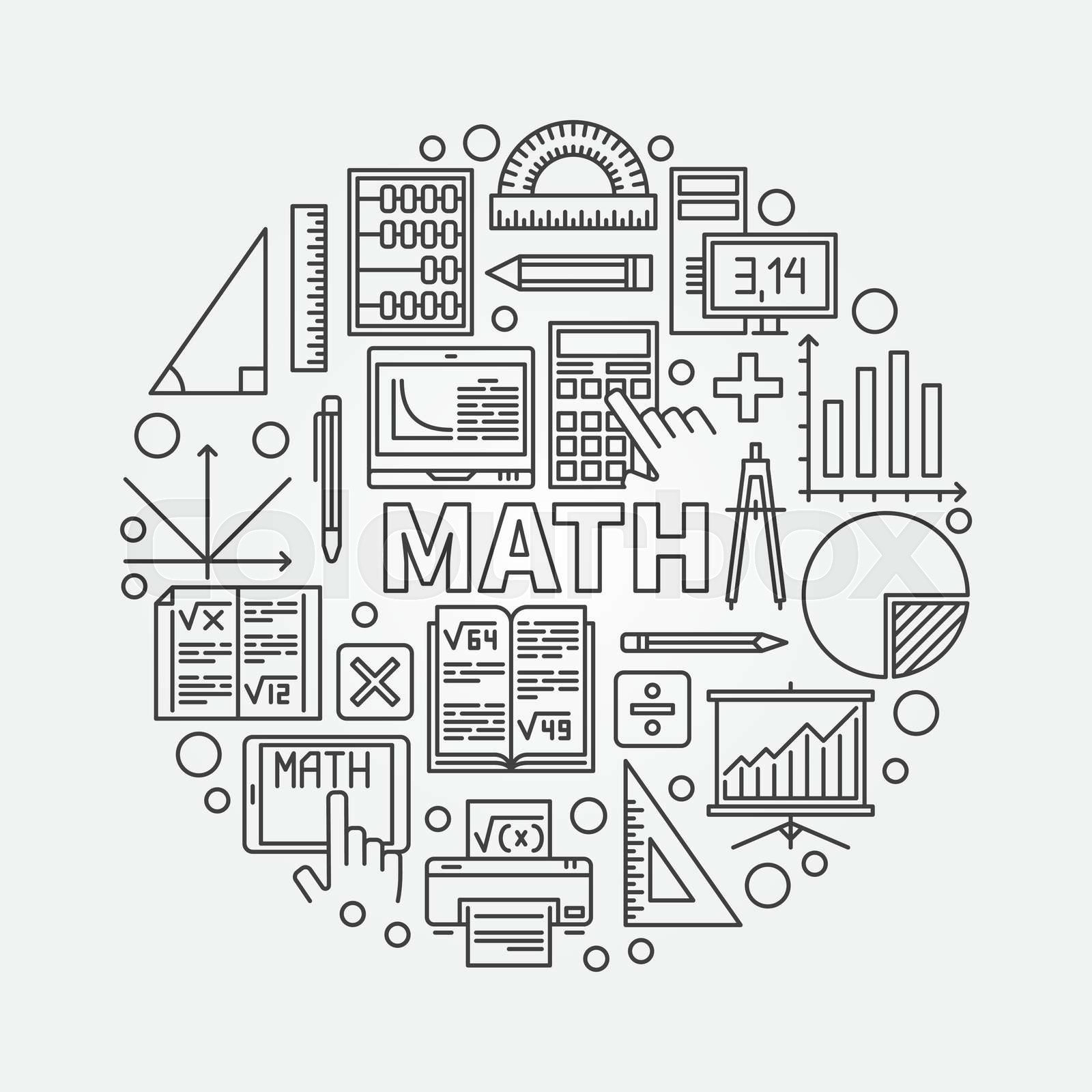 Math round line illustration | Stock vector | Colourbox