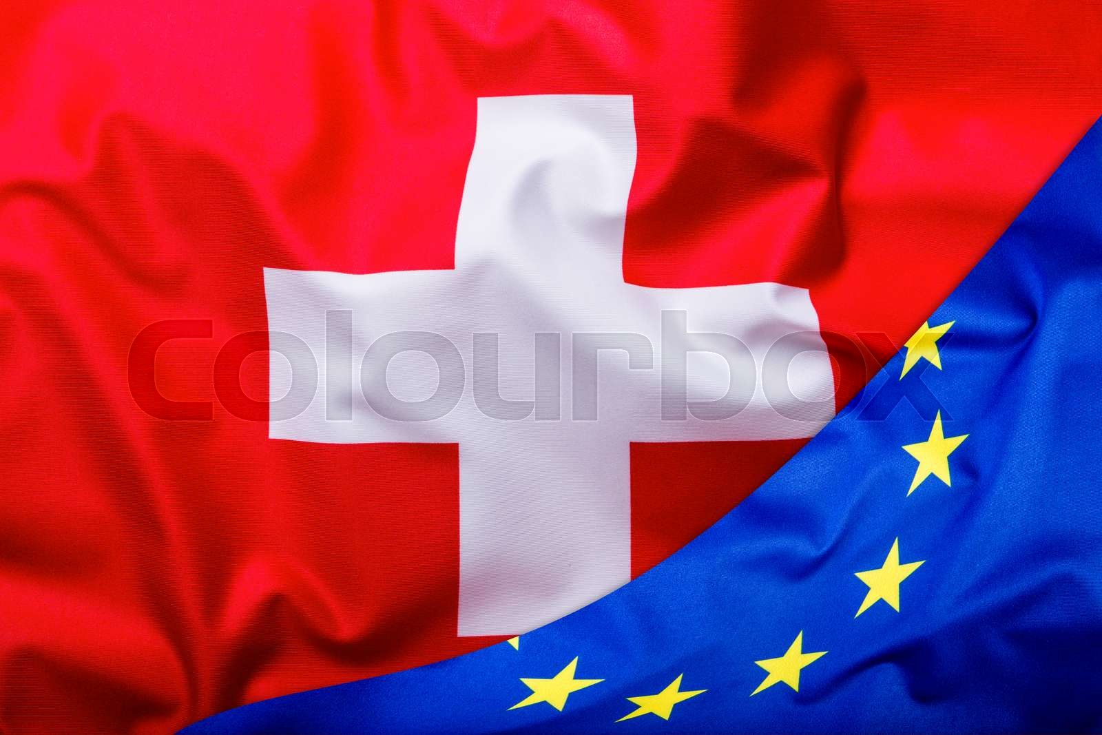 Flags of the switzerland and the European Union. Switzerland Flag and ...