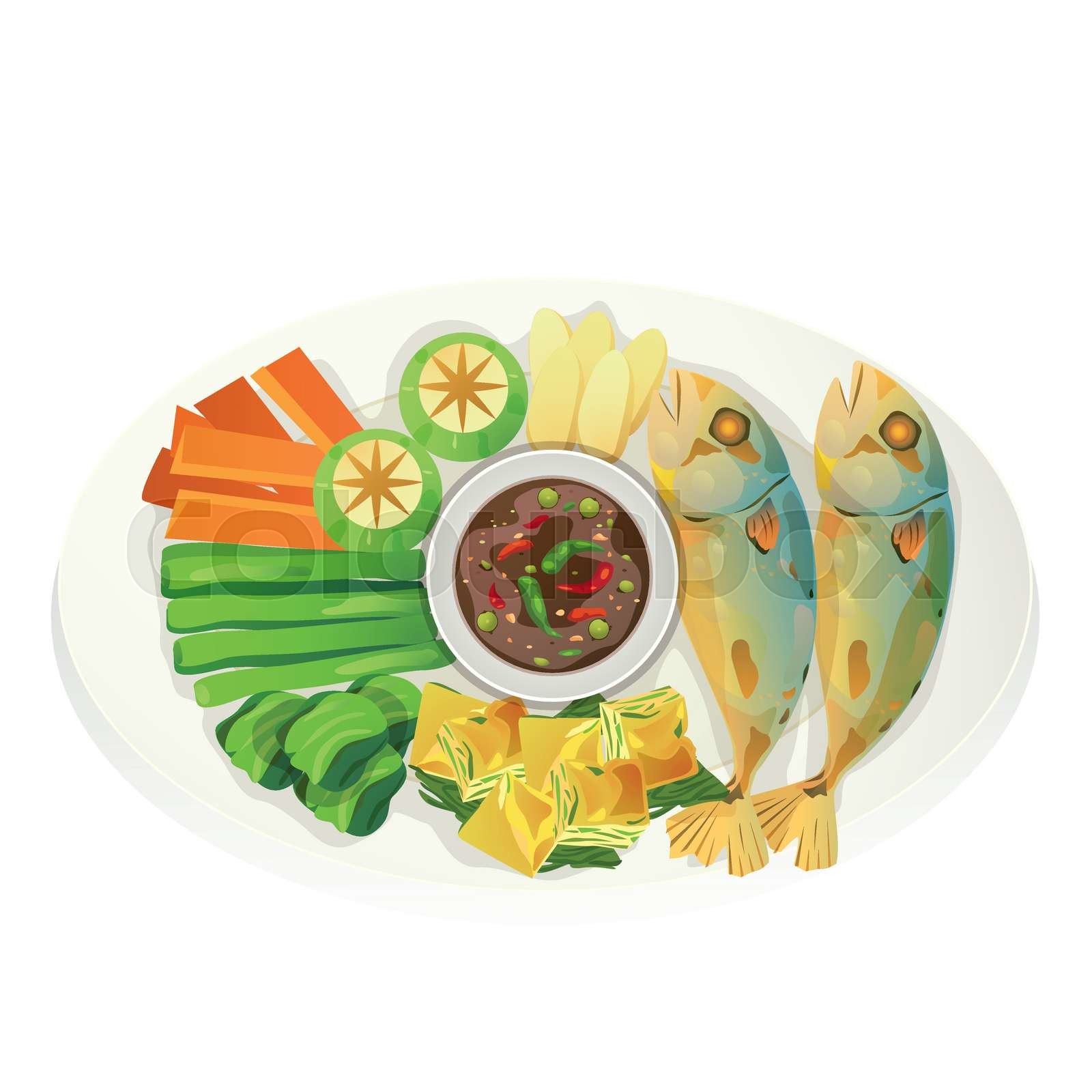 fried fish | Stock vector | Colourbox