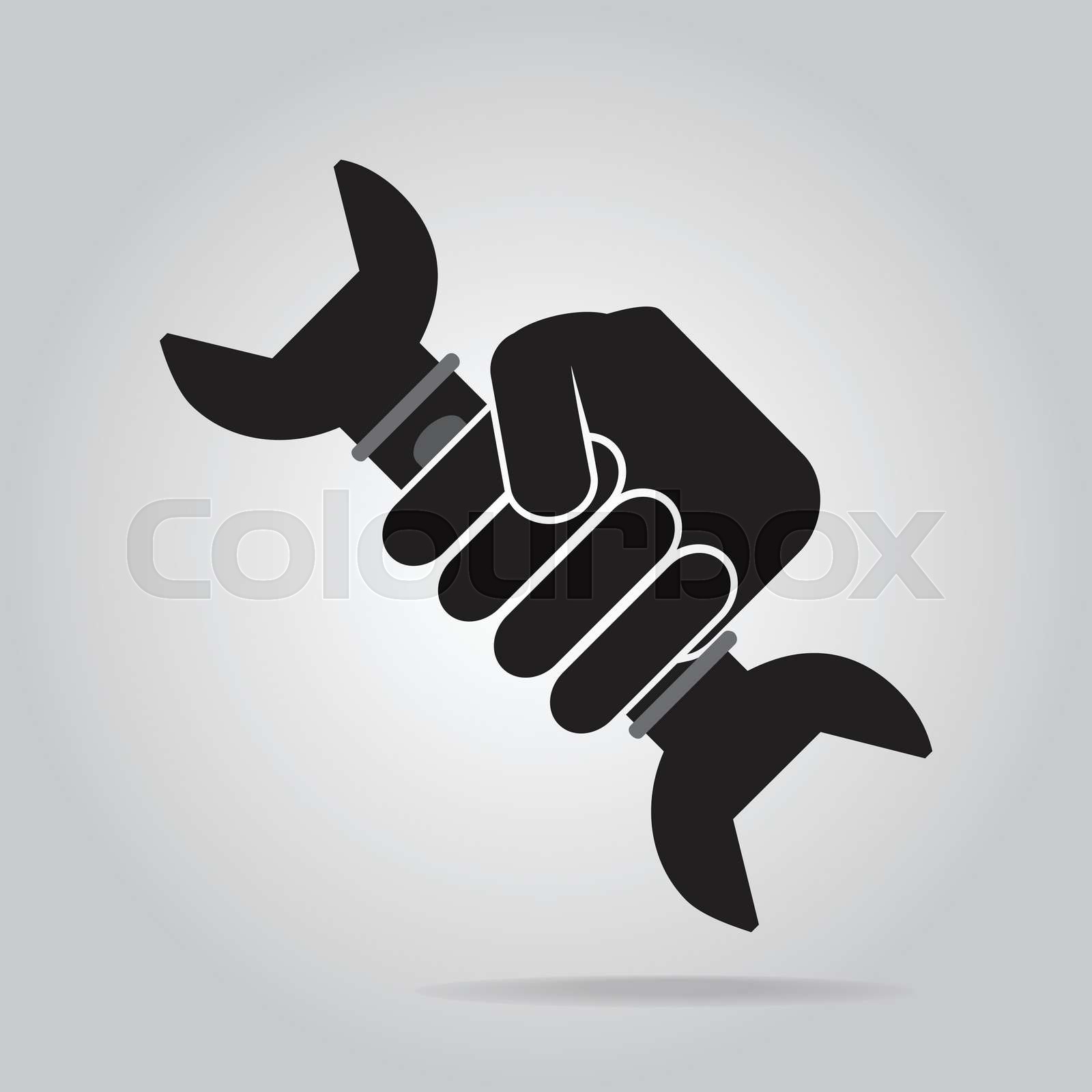 Hand holding with working tool icon | Stock vector | Colourbox