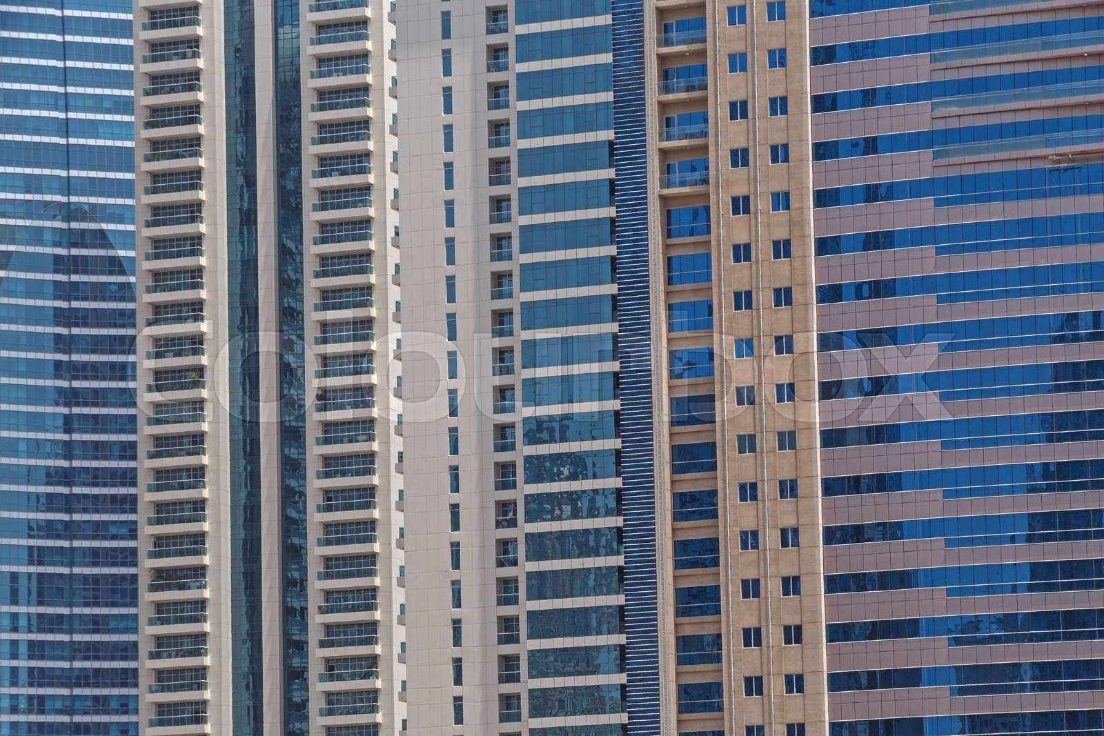 windows of several towers in Dubai | Stock image | Colourbox