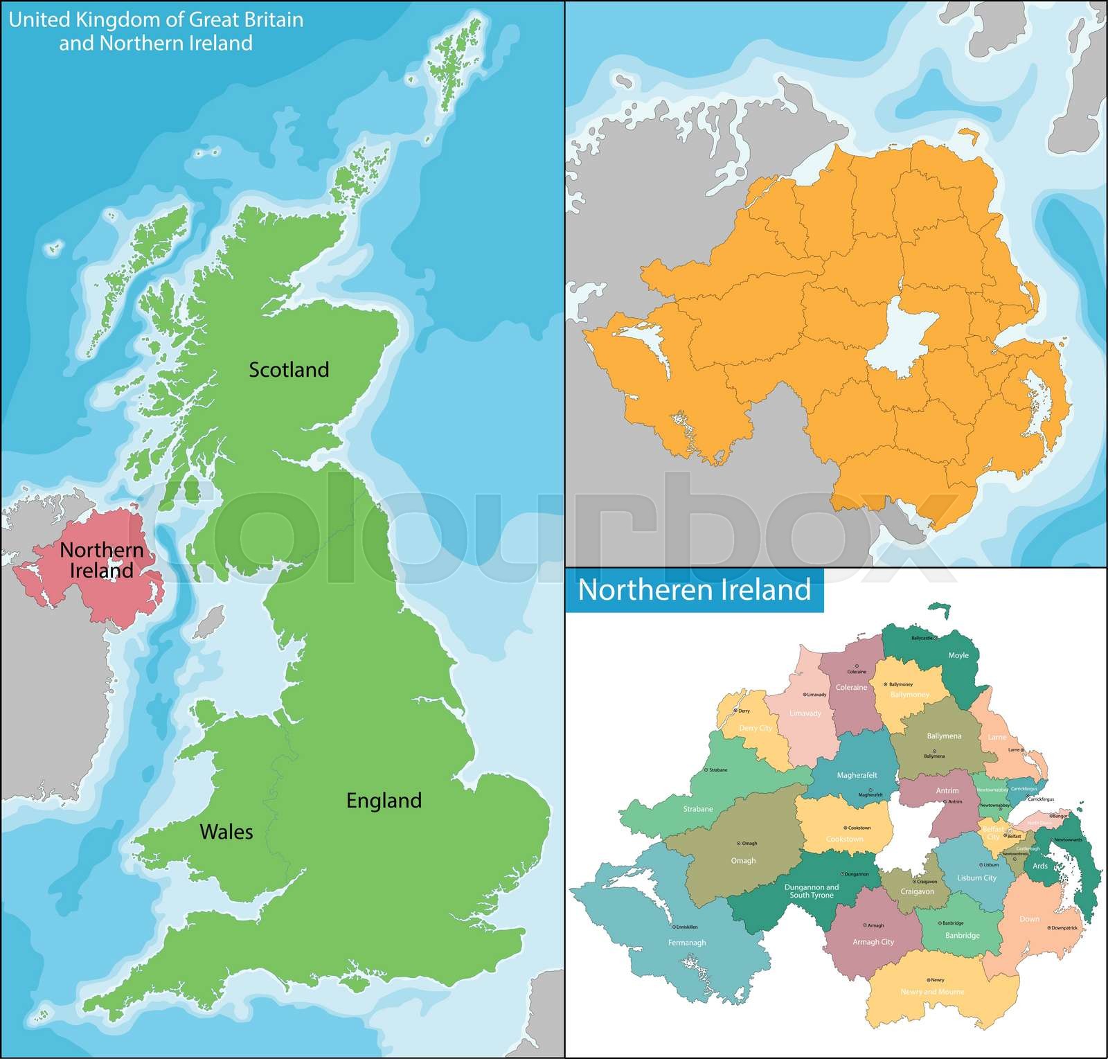 Northern Ireland map | Stock vector | Colourbox